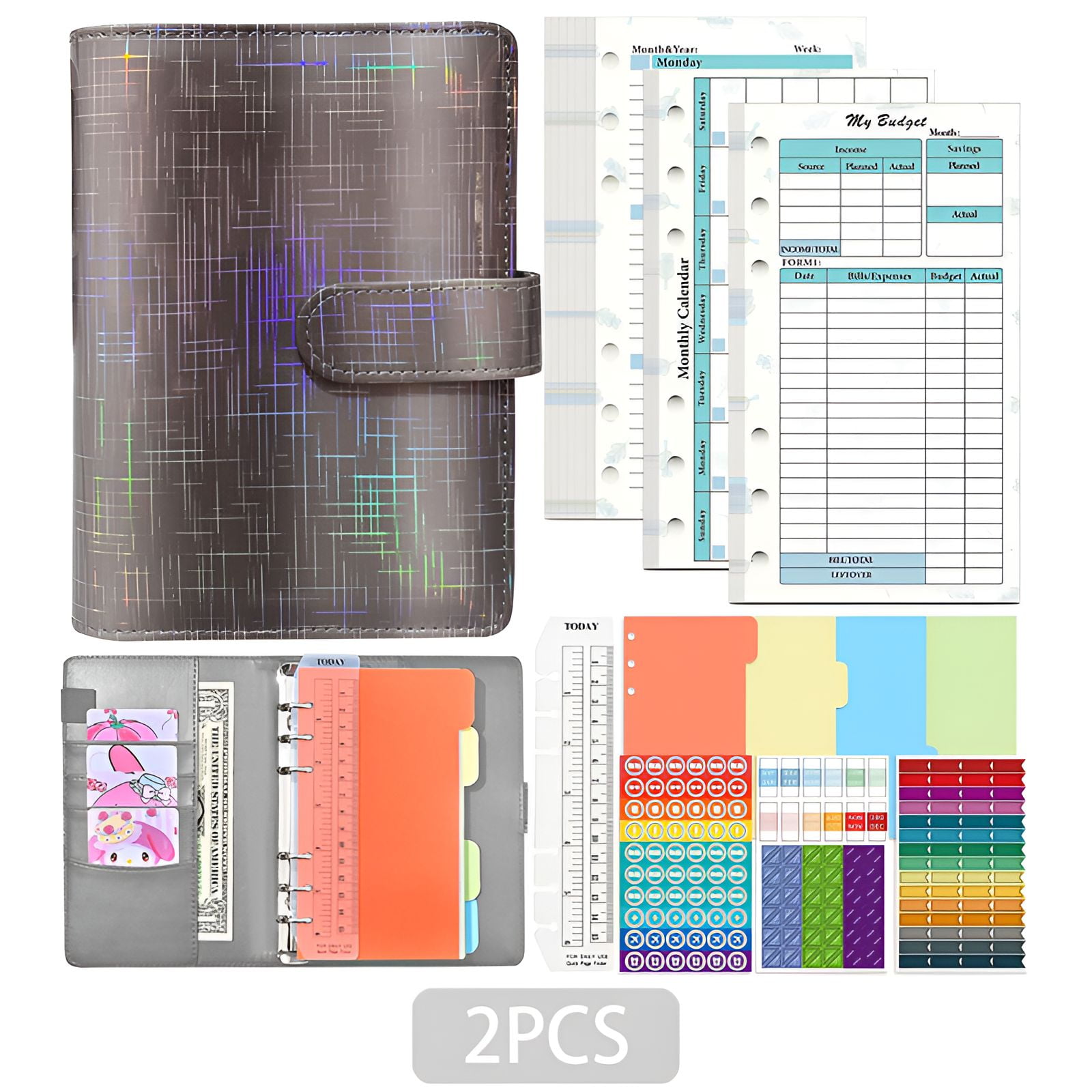 CCOCC 2Pcs Budget Binder,Versatile Schedule Layout Sheets 100 Envelopes ...