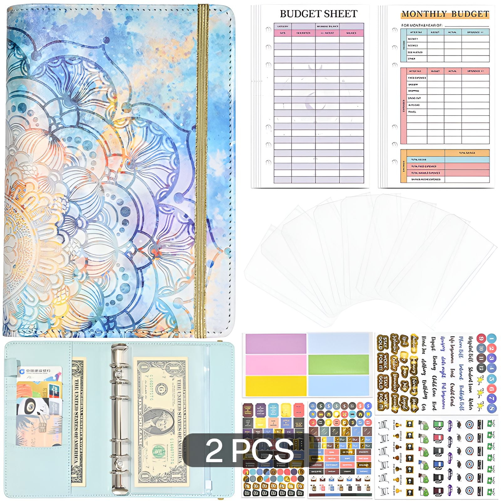 CCOCC 2Pcs Budget Binder,Wide Range Savings Challenge Pages 100 Envelopes Money Saving Challenge ...