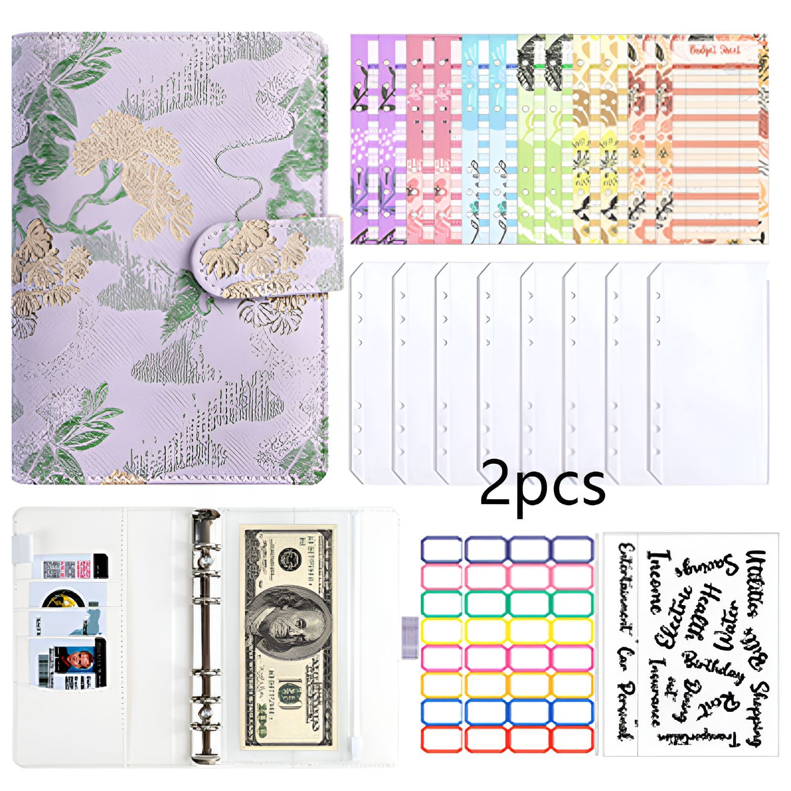 CCOCC 2Pcs Budget Binder,Zip-Pocket Structure 100 Envelopes Money ...