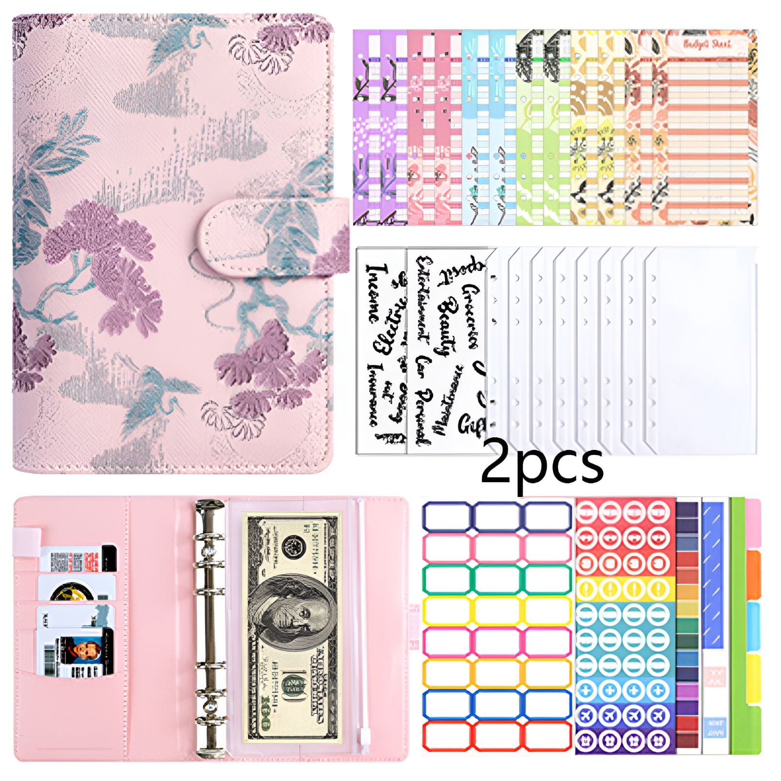 CCOCC 2Pcs Budget Binder,Zip-Pocket Structure Budget Binder with Cash Envelopes,Refined Stitched ...