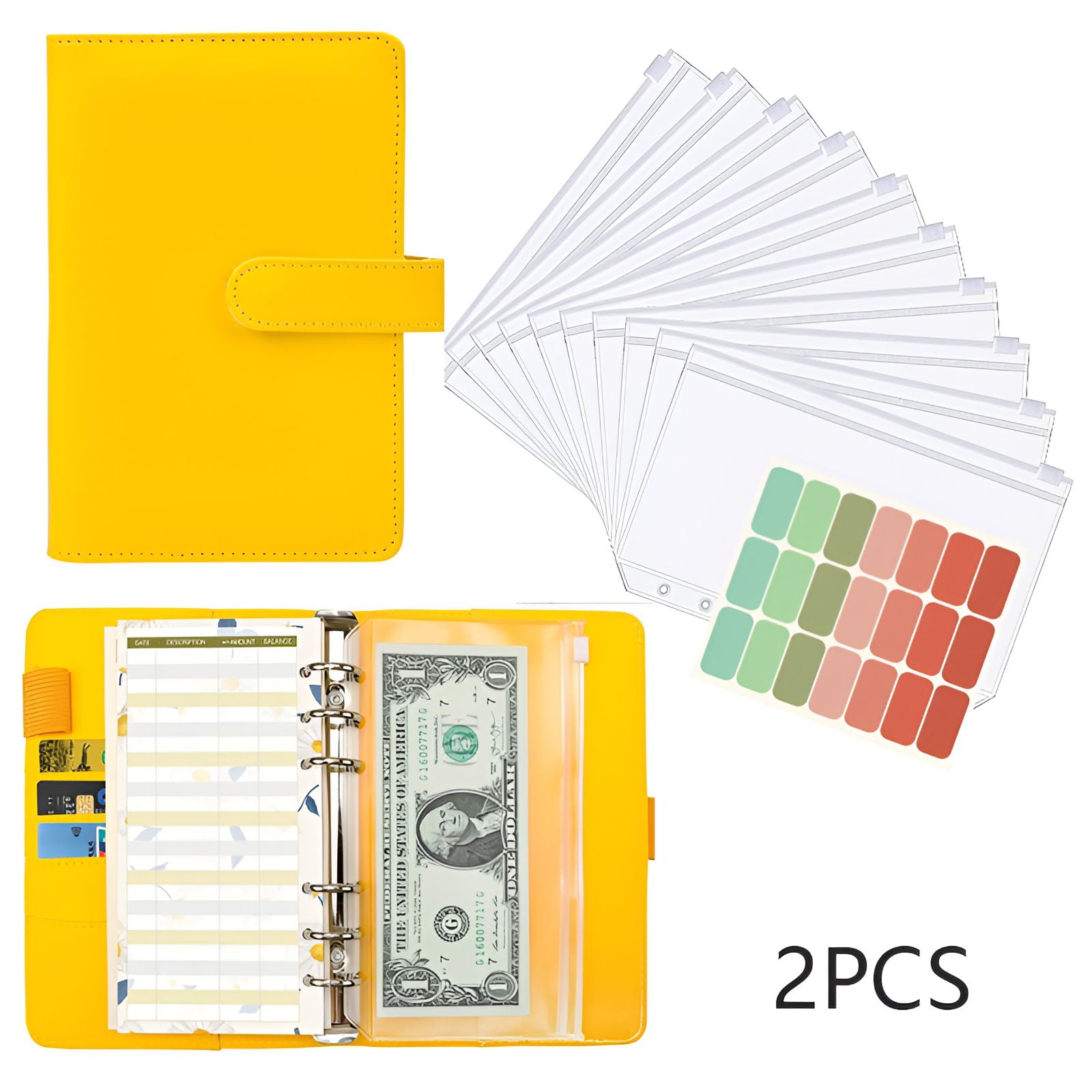 CCOCC 2Pcs Budget Binder,Zipper Storage and Card Slot Design Budget ...