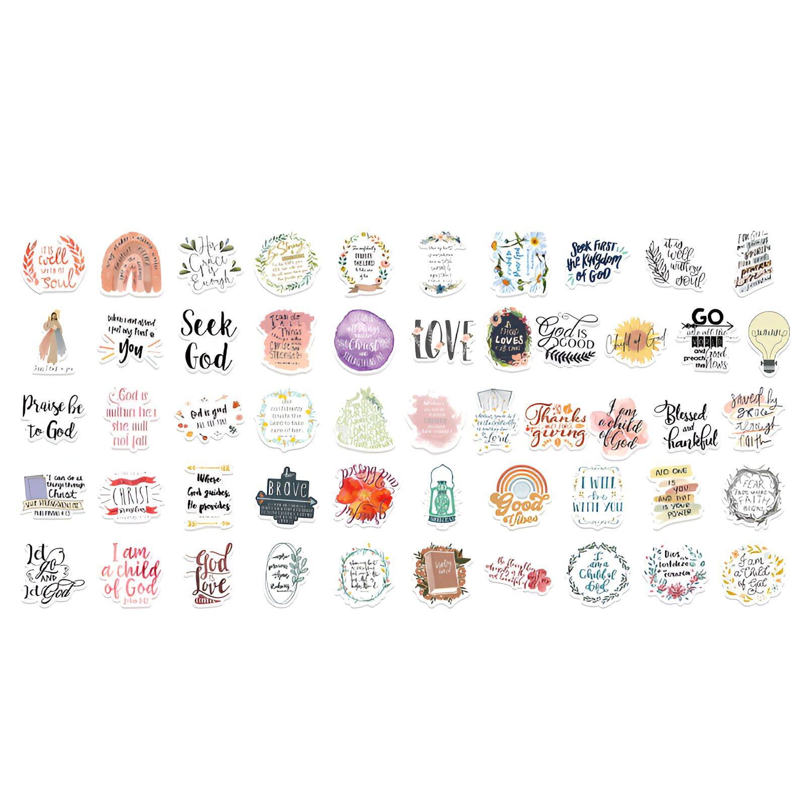 CCOCC 2Pcs Christian Stickers,Jesus Phrases Bible Stickers,Meaningful ...