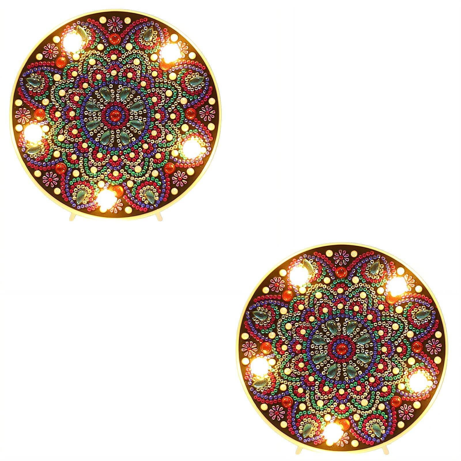 CCOCC 2Pcs Diamond Art,Led Light Dimond Art Paintings Kit,Mandala Full ...