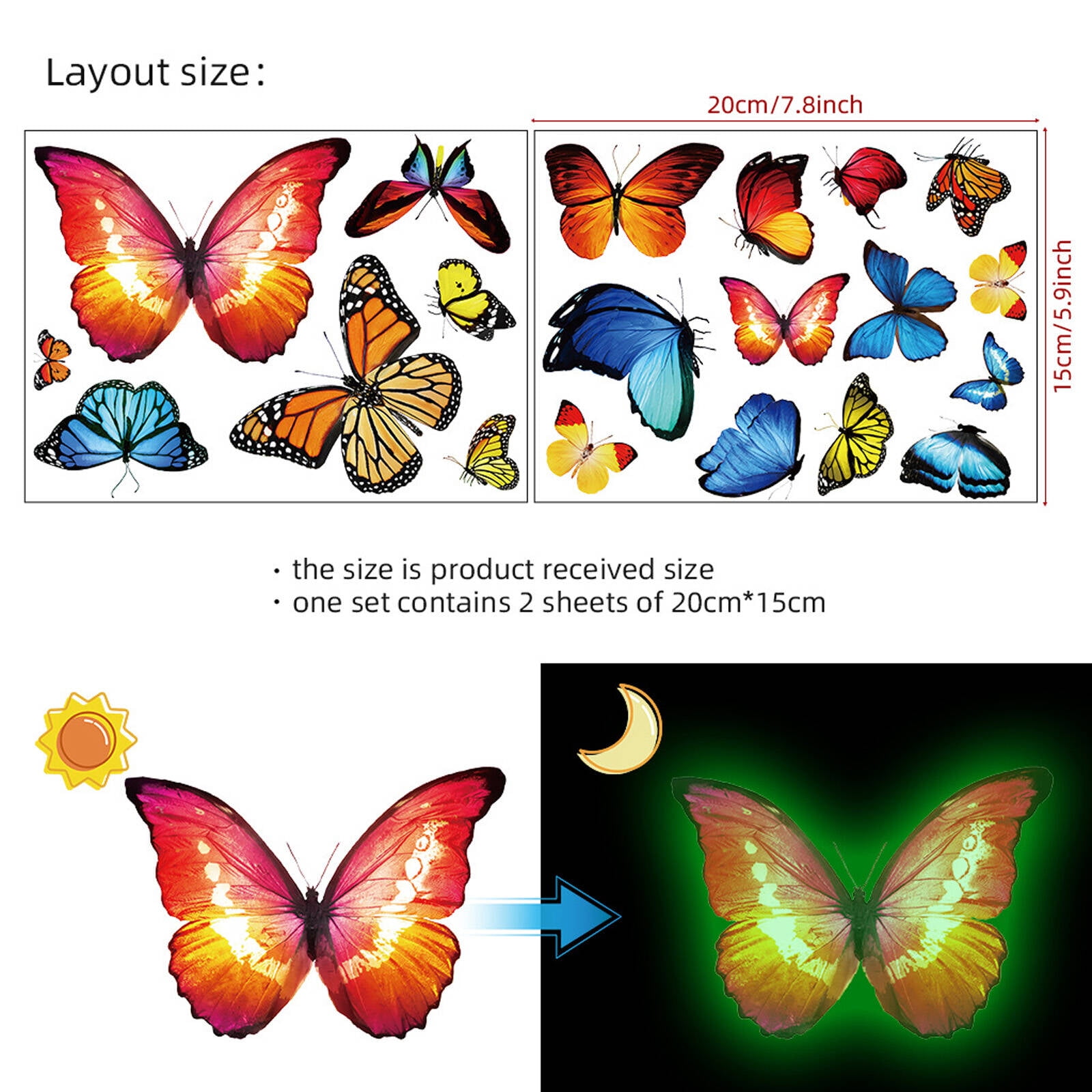 CCOCC 2Pcs Wall Paper,Tri-Color Glow Effect Wall Decals,No Mess ...