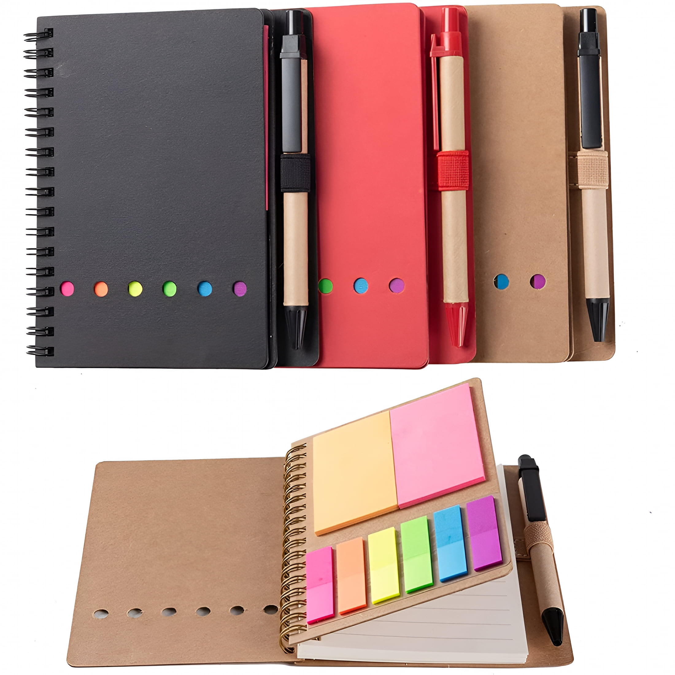 CCOCC 3 Packs Spiral Notebook Steno Pads Lined Notepad with Pen in ...