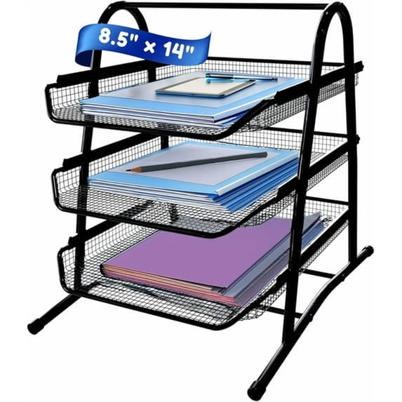 CCOCC 3-Tier Stackable Paper Tray Organizer for Desk-Black Metal File ...