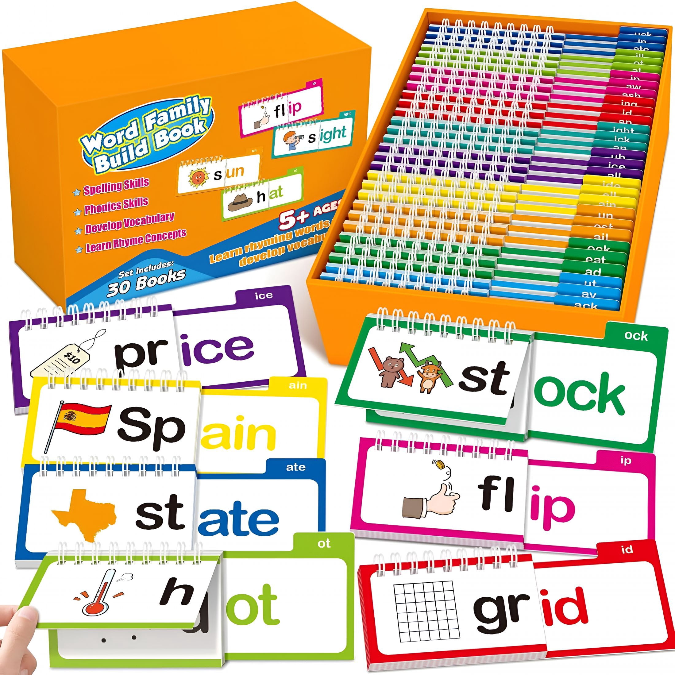 CCOCC 30 Read and Rhyme Flip Books,Word Family Build Book,Learn to Read ...