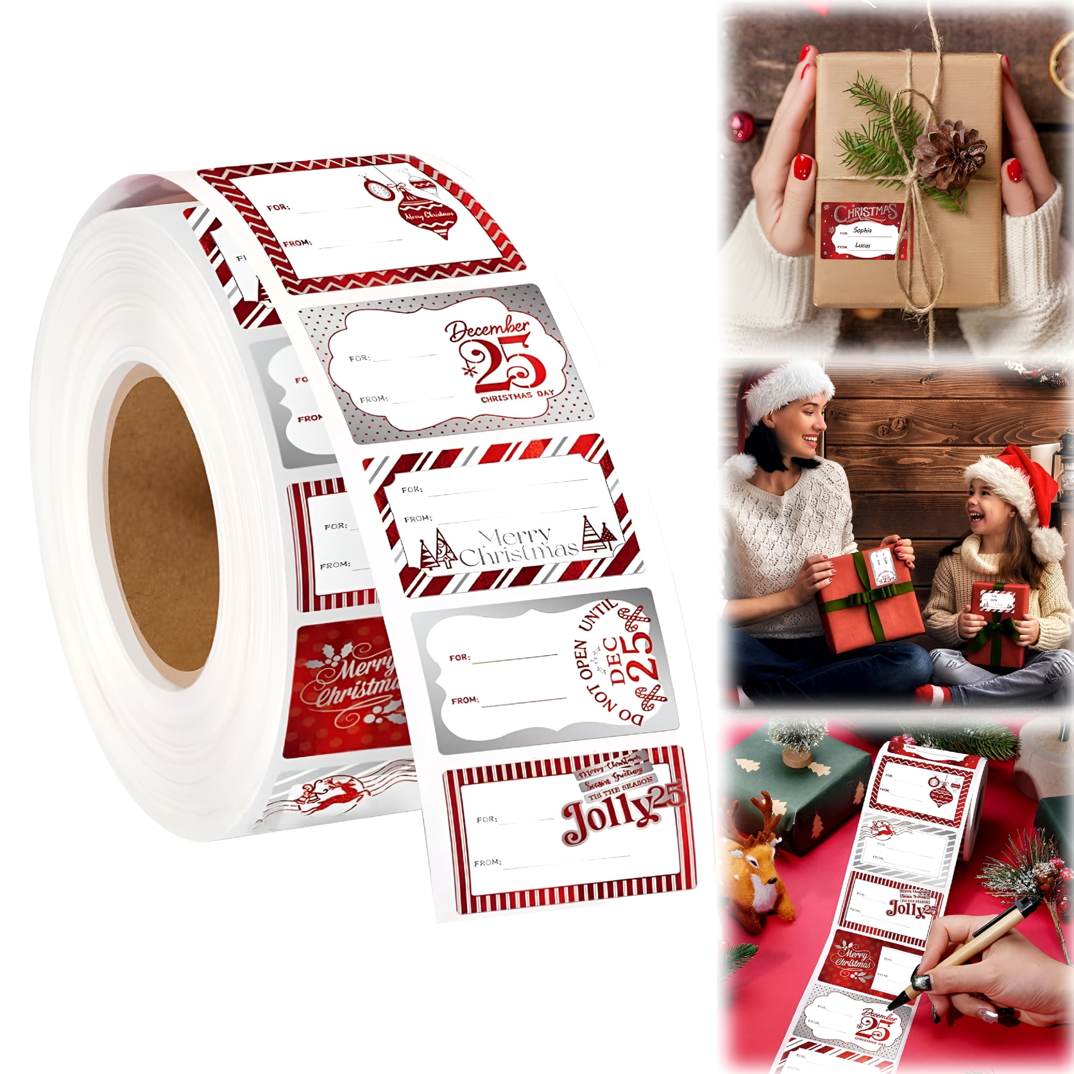 CCOCC 300 Pcs Christmas Gift Tags Stickers, 1.8*1.2 Inch Self-Adhesive ...