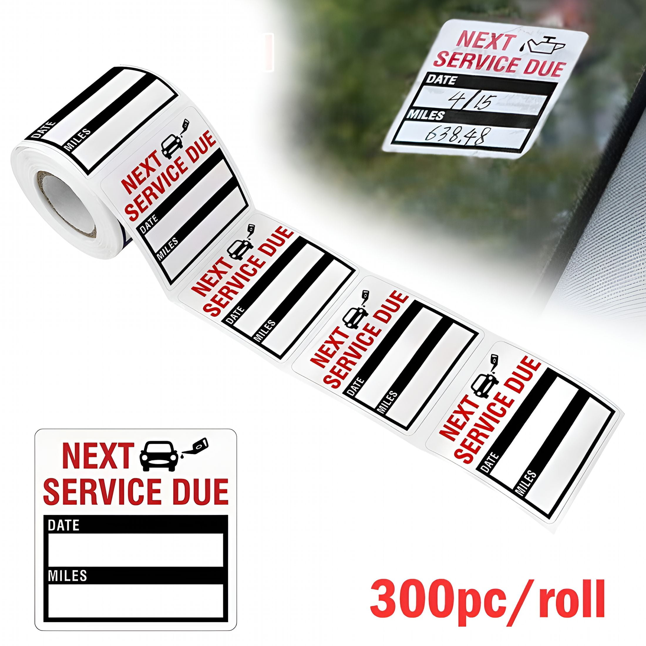 CCOCC 300PC/roll Labels Oil Change Service Reminder Stickers Clear Lite ...