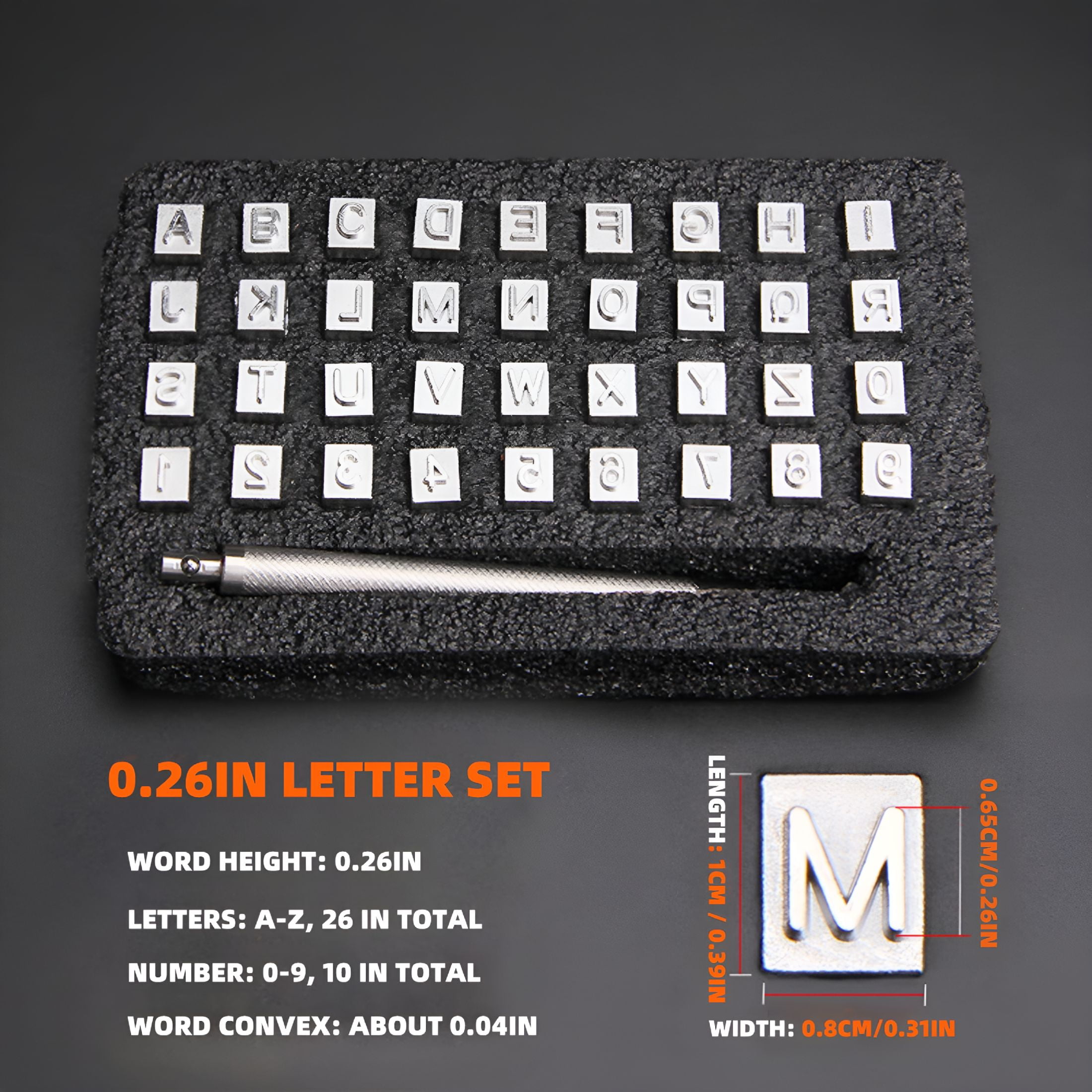 CCOCC 36pcs 1/4 inch Leather Craft Alphabet Letters Numbers Stamping ...