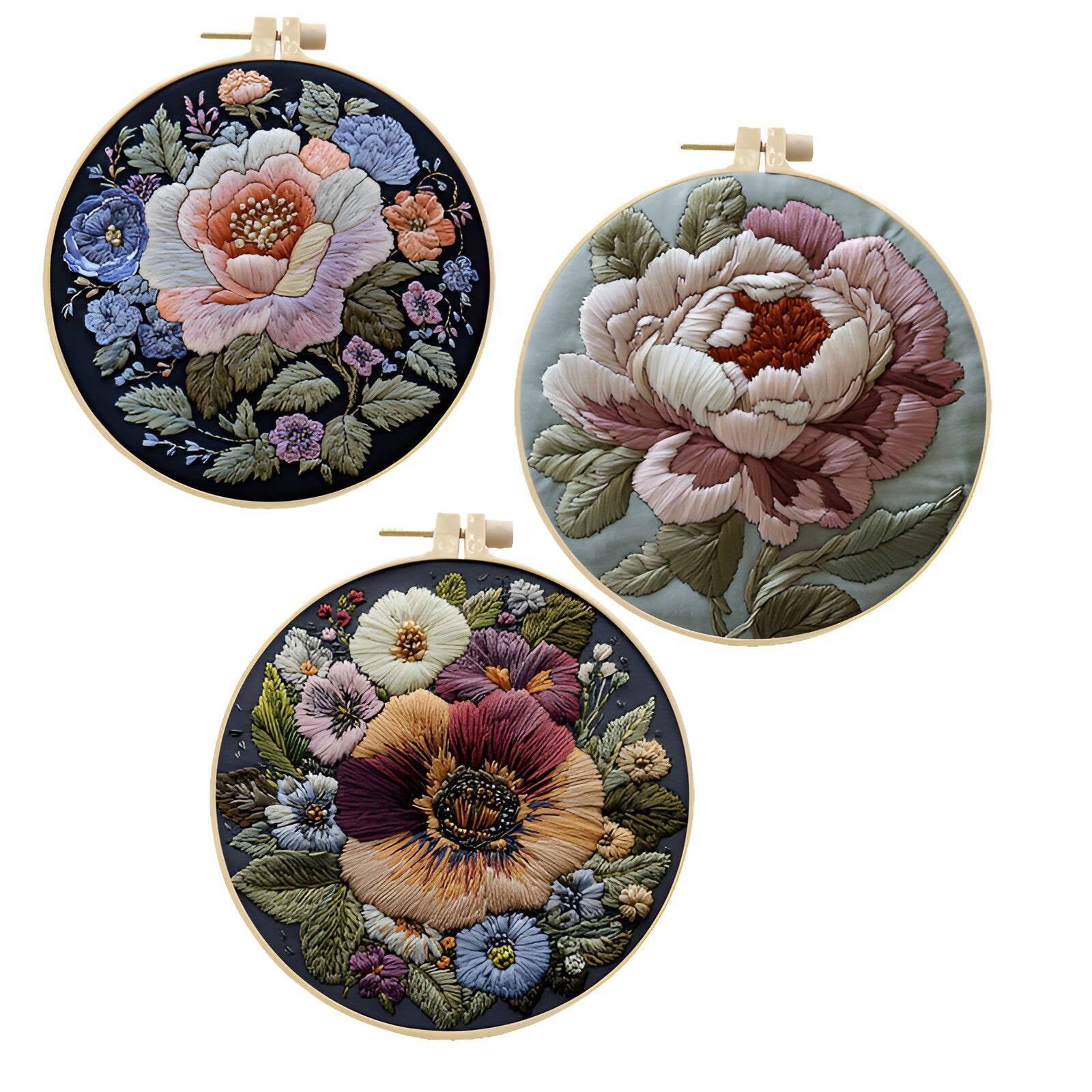 CCOCC 3Pcs Embroidery Kit,Creative Handicraft Decorations Embroidery ...