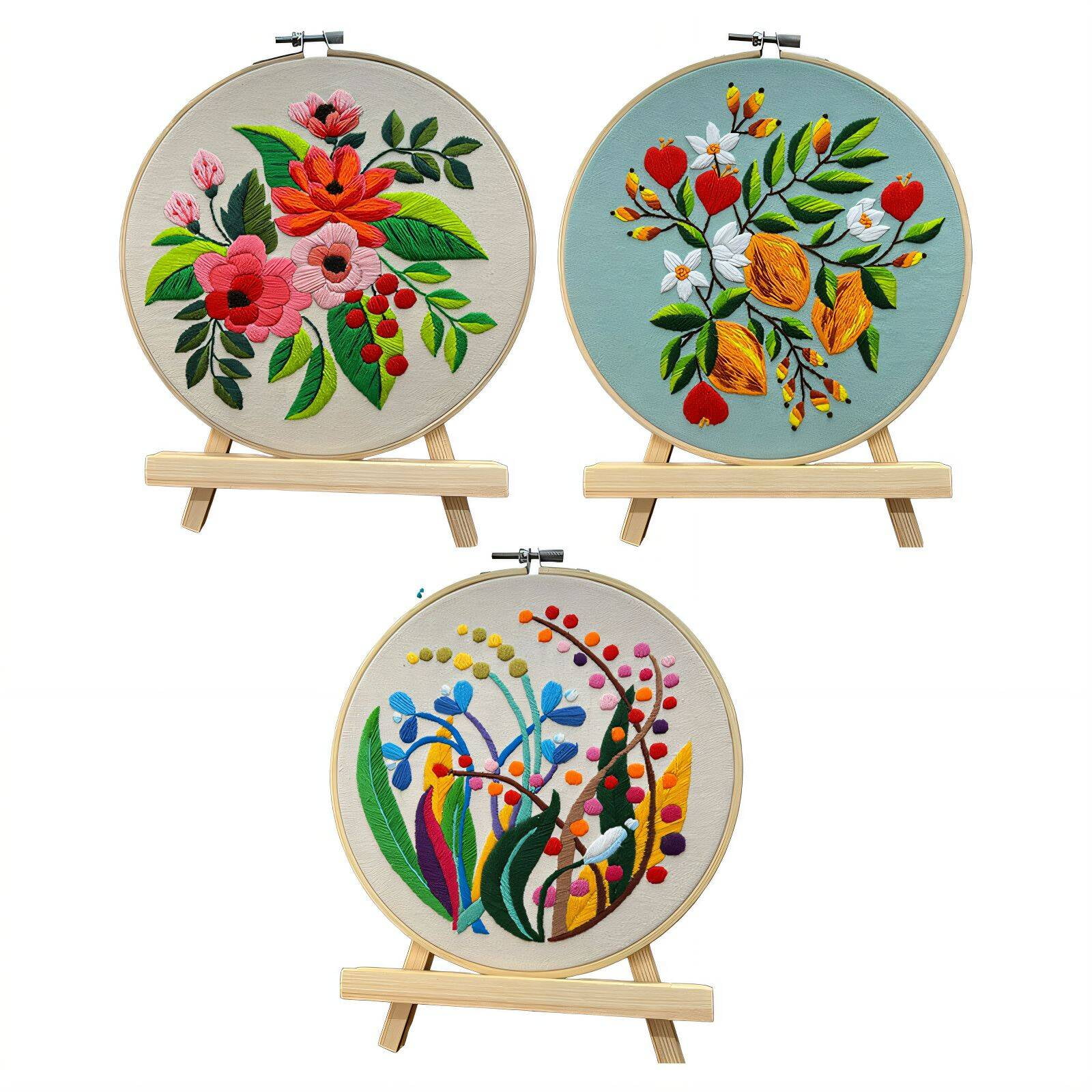 CCOCC 3Pcs Embroidery Kit,Rich Color Schemes Cross Stitch Kits for ...