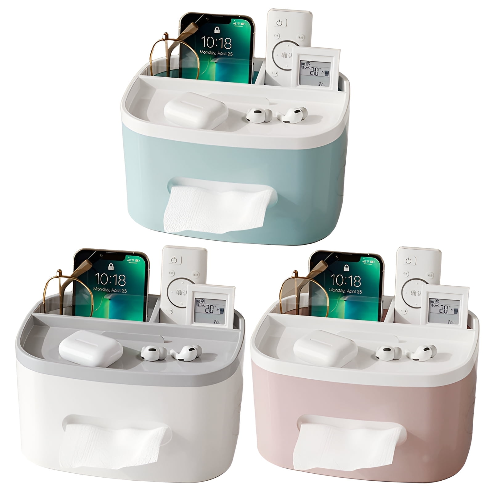 CCOCC 3Pcs Tissue Box Cover,Rectangle Tissue Box Holder,Plastic Tissue ...