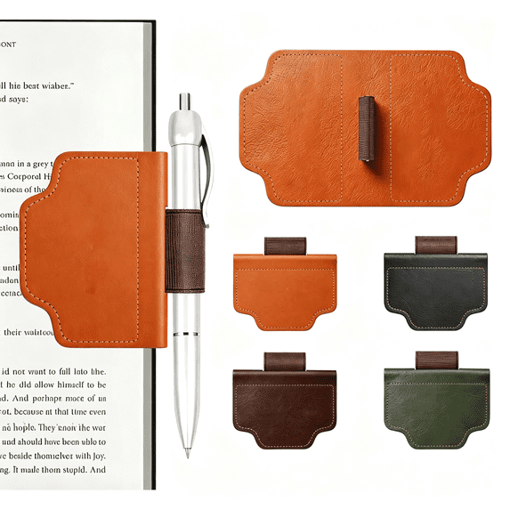 CCOCC 4-Pack Magnetic Leather Bookmarks with Integrated Pen Holder ...