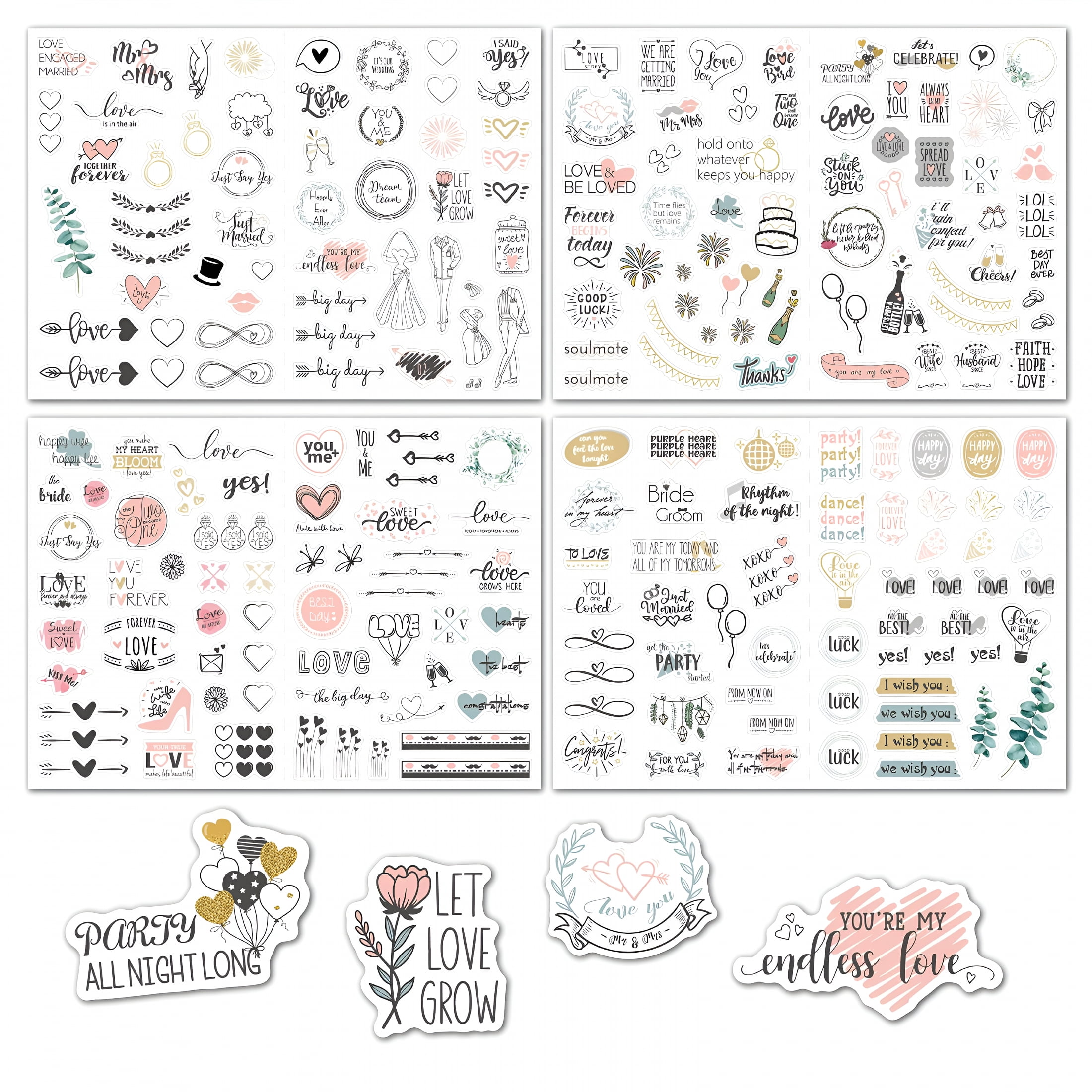 CCOCC 4 Sheets/Set Scrapbooking Stickers for Wedding Ceremony Bridal ...