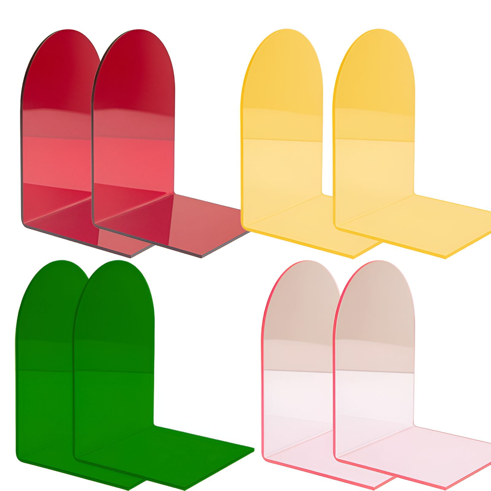 CCOCC 4Pairs Acrylic Book Stand,Vibrant Selection Book Ends,Shelf ...