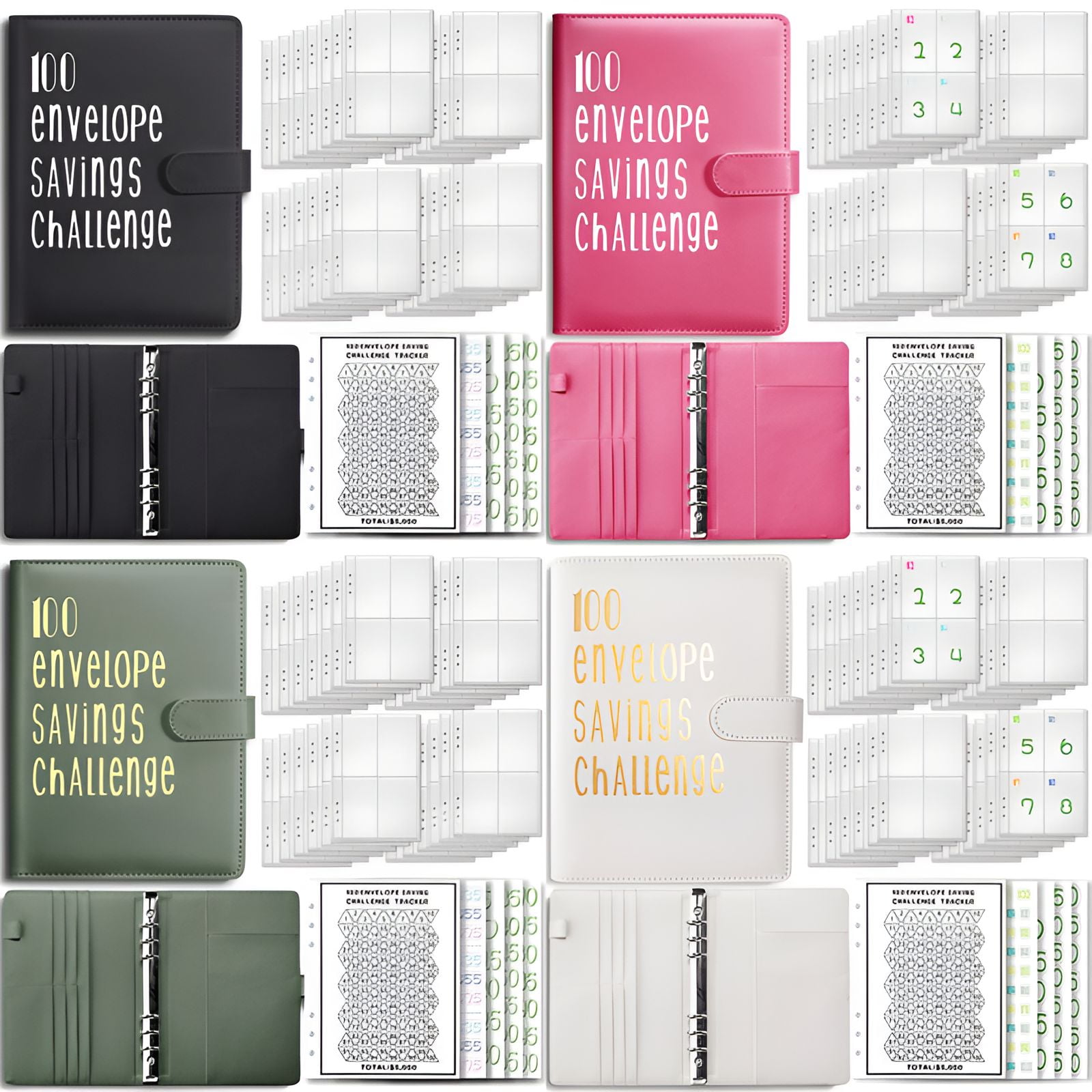 CCOCC 4Pcs 100 Day Savings Challenge Binder,Couple-Themed Budget Binder ...