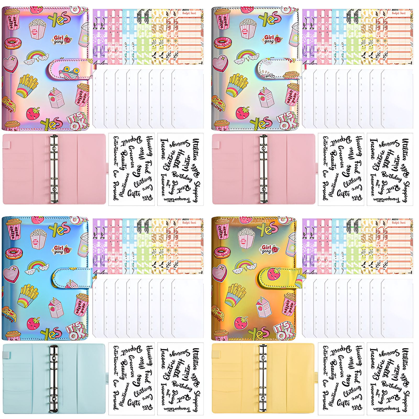 CCOCC 4Pcs Budget Binder,Chromatic Sorting Labels Money Saving Book ...