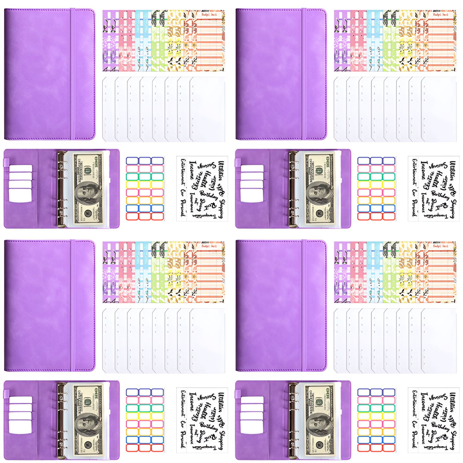 CCOCC 4Pcs Budget Binder,Compact Binder Layout A6 Format Budget Binder ...