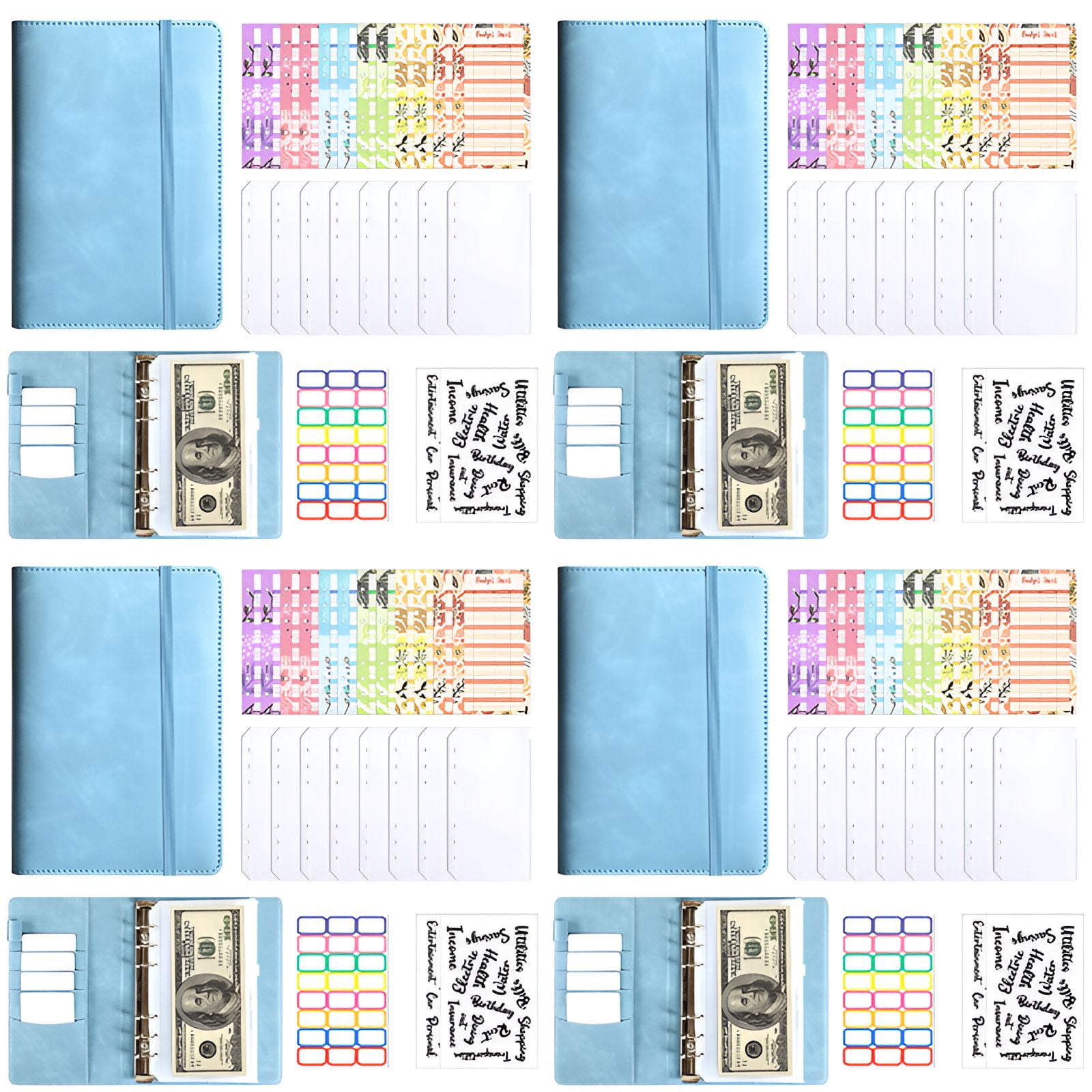 CCOCC 4Pcs Budget Binder,Compact Binder Layout A6 Format Budget Binder ...