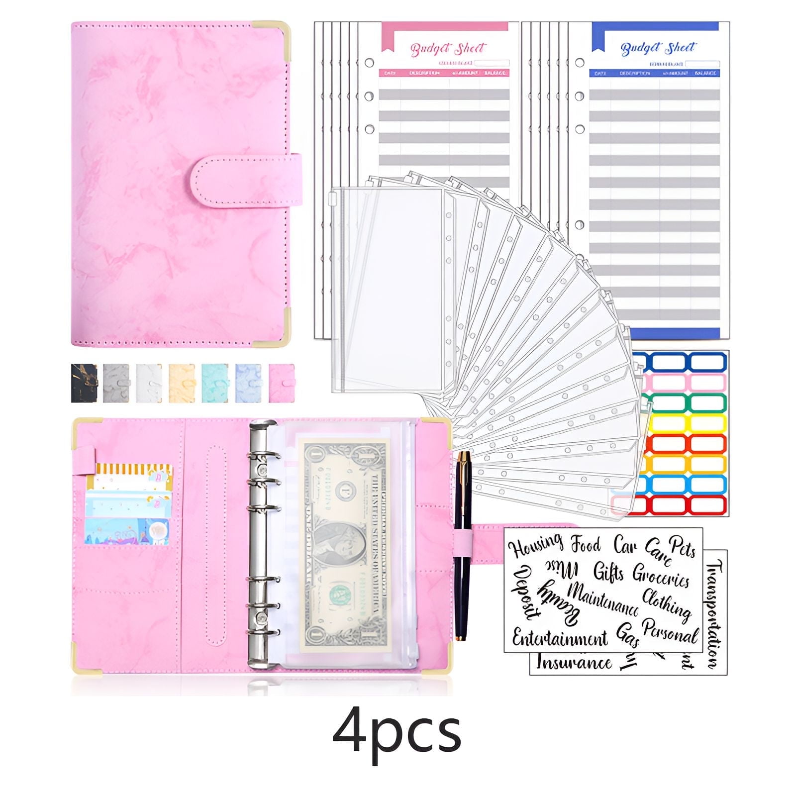 CCOCC 4Pcs Budget Binder,Crisp Edge-Thread Workmanship Money Saving ...