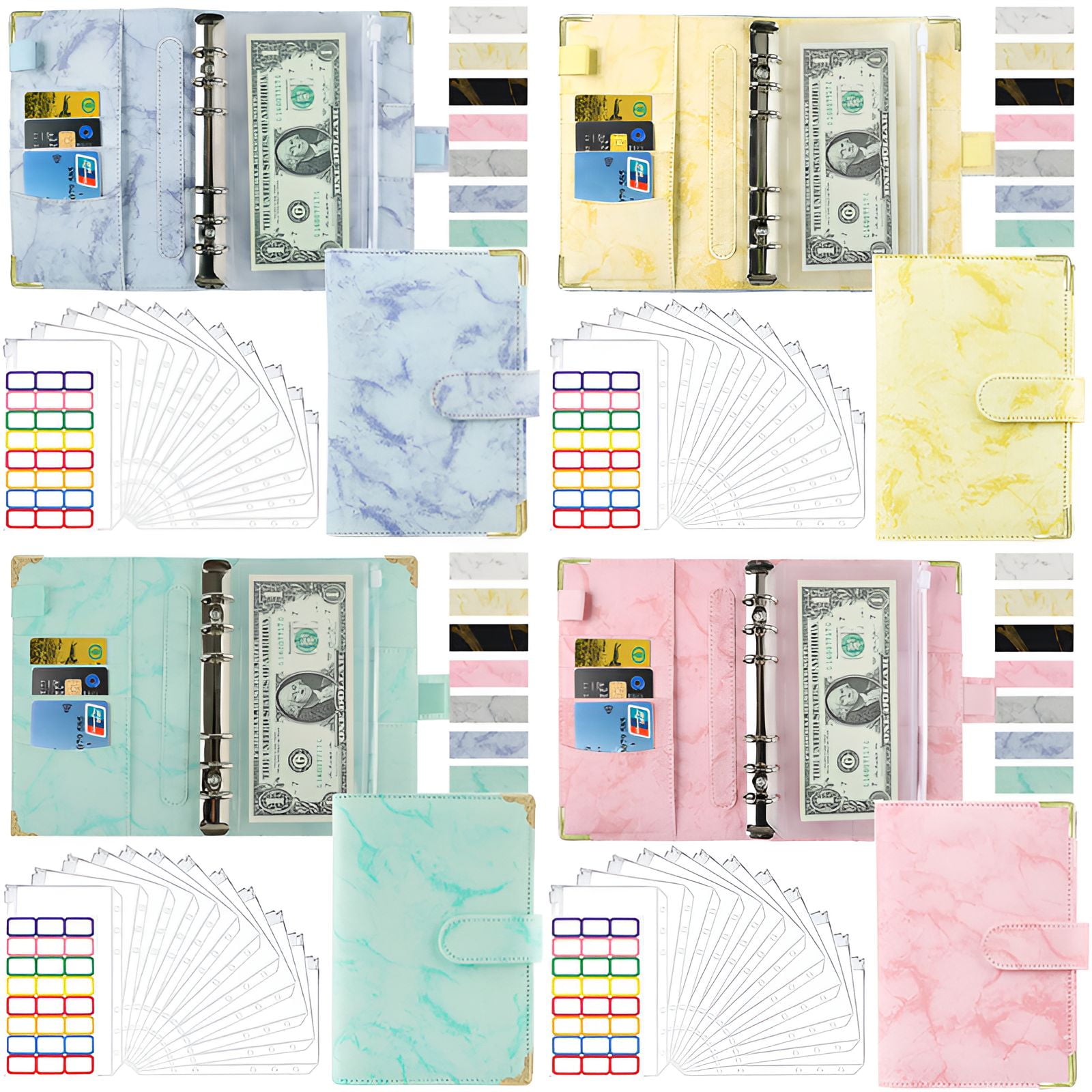 CCOCC 4Pcs Budget Binder,Dense and Tidy Stitching Pattern Budget Binder ...