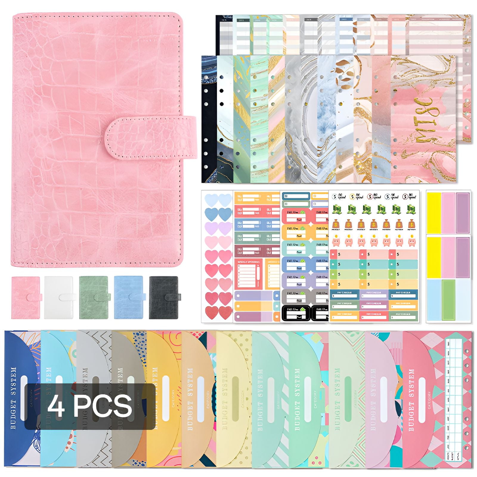 CCOCC 4Pcs Budget Binder,Dusty Green Alligator-Pattern Pu Layer 100 ...