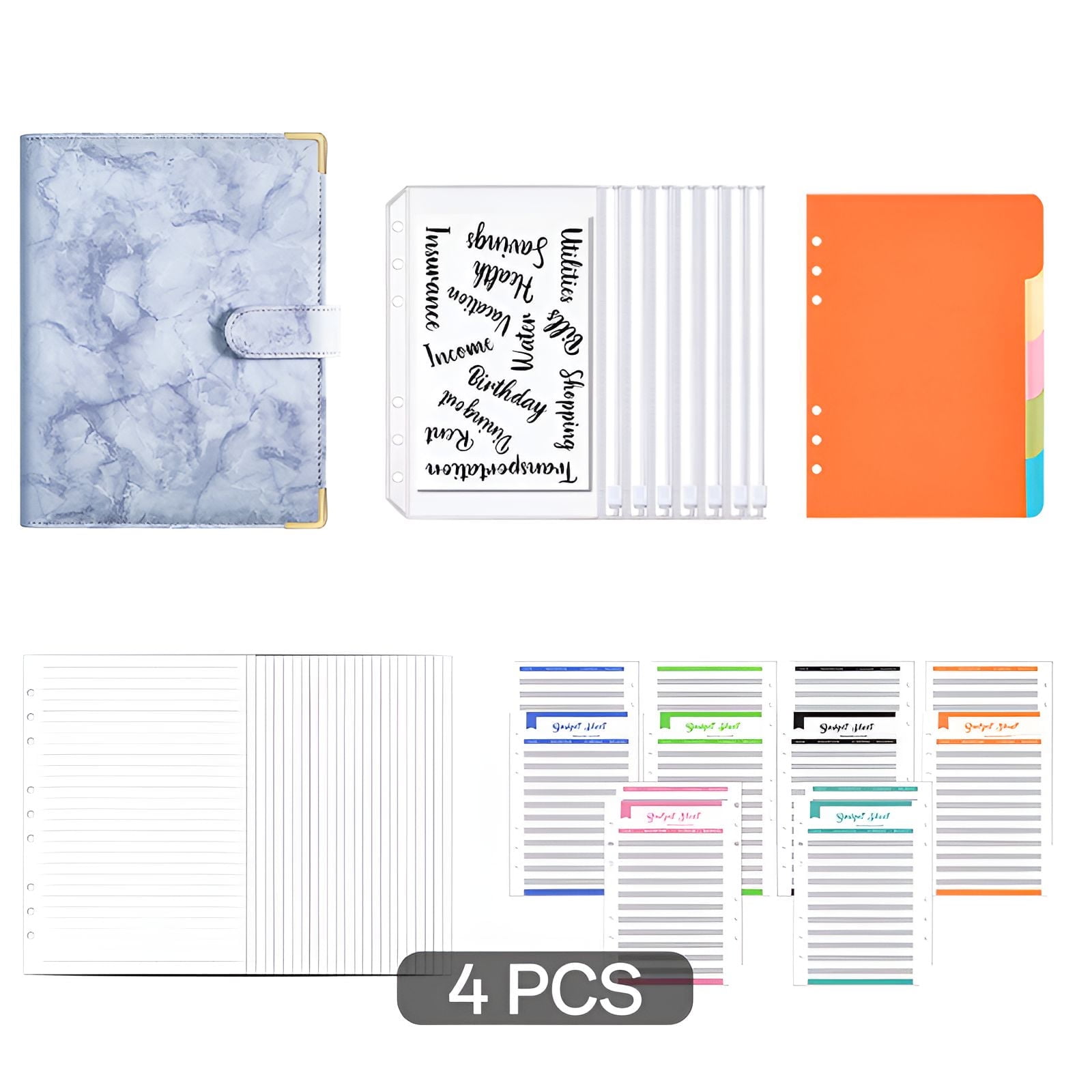 CCOCC 4Pcs Budget Binder,Gilded Edge Trim and Snap-Close Magnet ...
