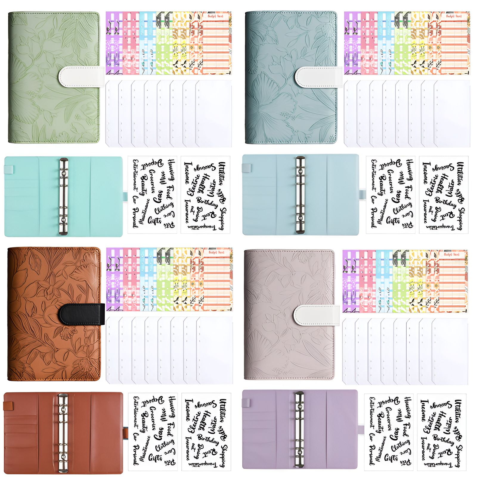 CCOCC 4Pcs Budget Binder,Glossy Embossed Surface Design Budget Binder ...