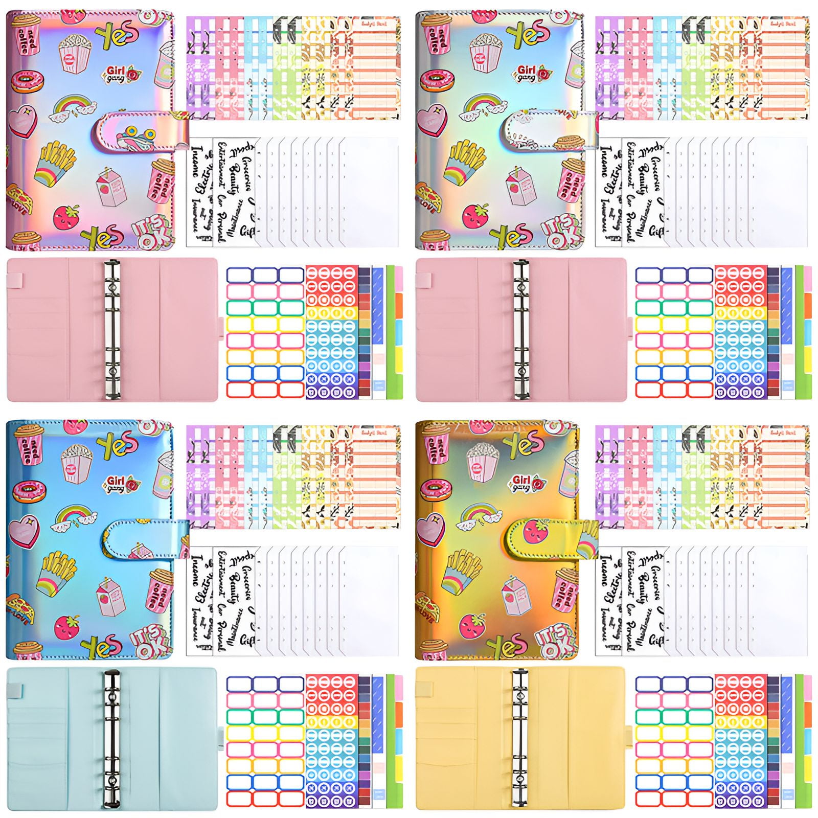 CCOCC 4Pcs Budget Binder,Multicolor Category Labels 100 Envelopes Money ...