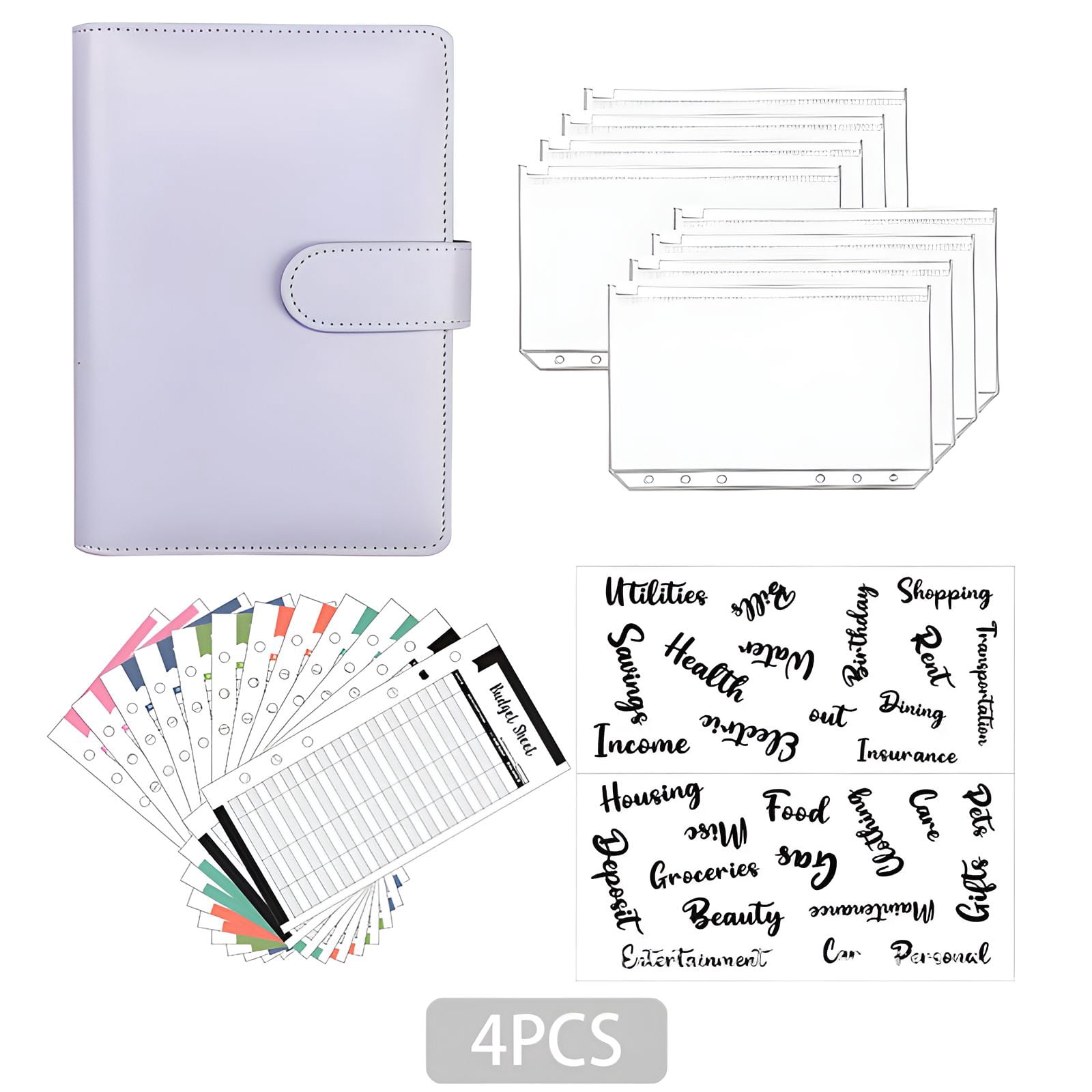 CCOCC 4Pcs Budget Binder,Muted Pastel Pu Leather Layer Budget Binder ...