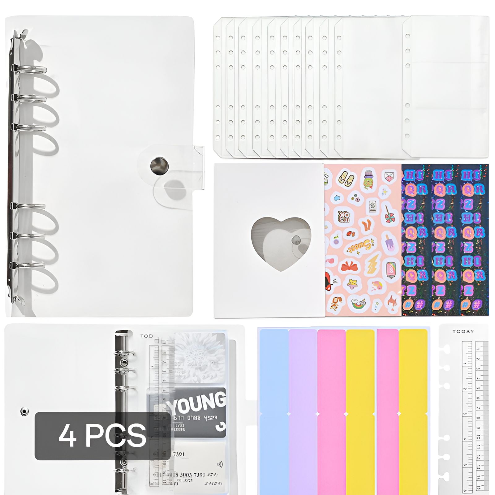 CCOCC 4Pcs Budget Binder,Pvc-Formed Surface Structure 100 Envelopes ...