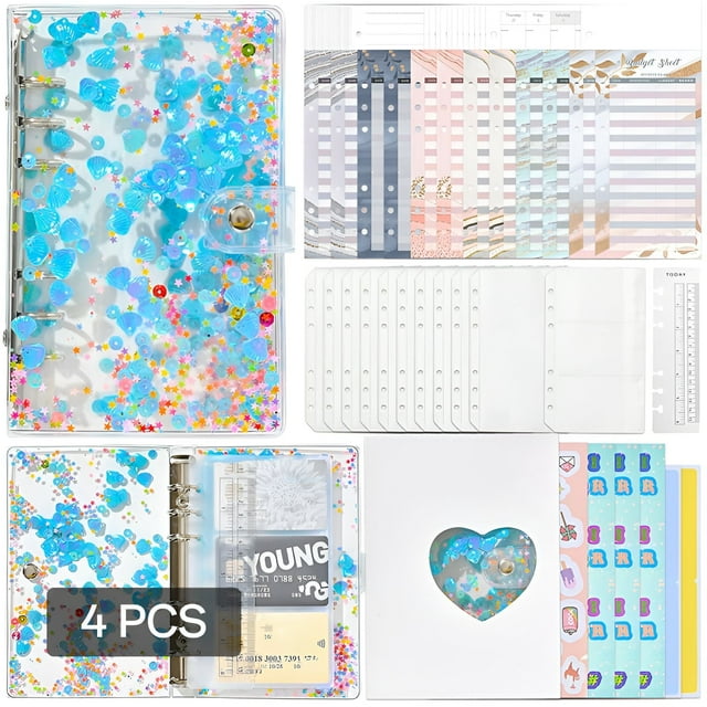 CCOCC 4Pcs Budget Binder,Pvc-Textured Front Design Money Saving Book ...