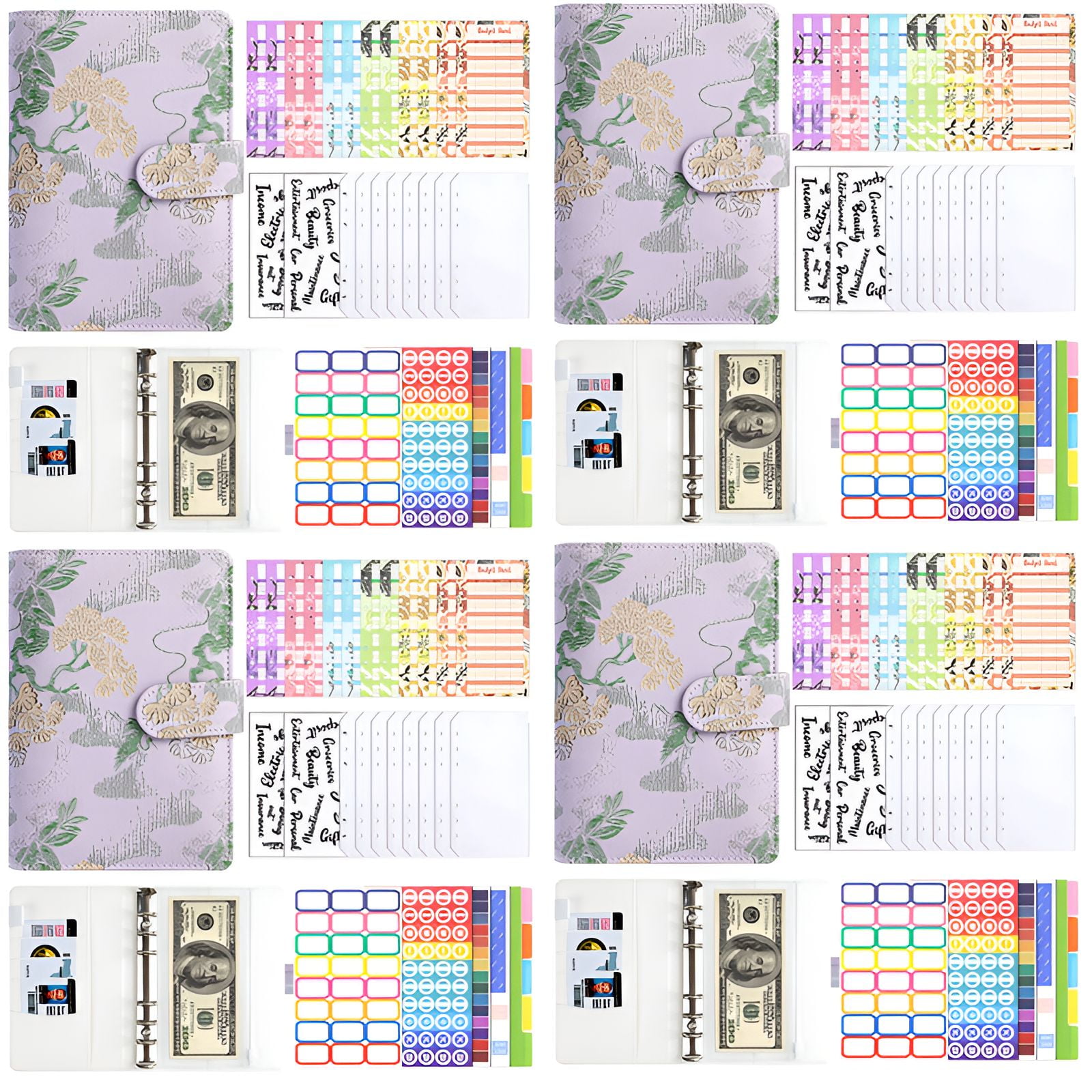 CCOCC 4Pcs Budget Binder,Stylized Thread Design Budget Binder with Cash ...