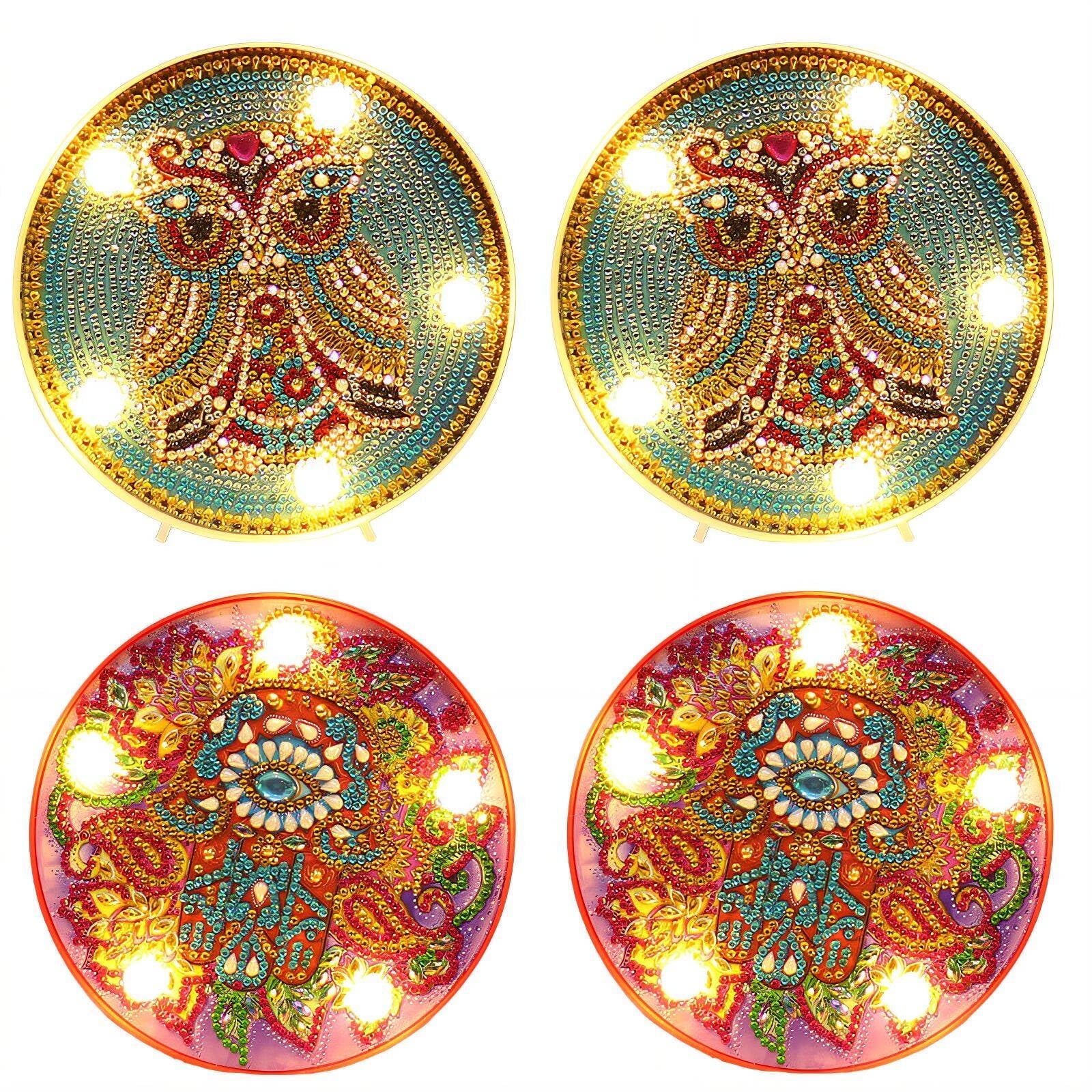 CCOCC 4Pcs Diamond Art,Led Light Diamond Art Kits for Kids,Mandala ...