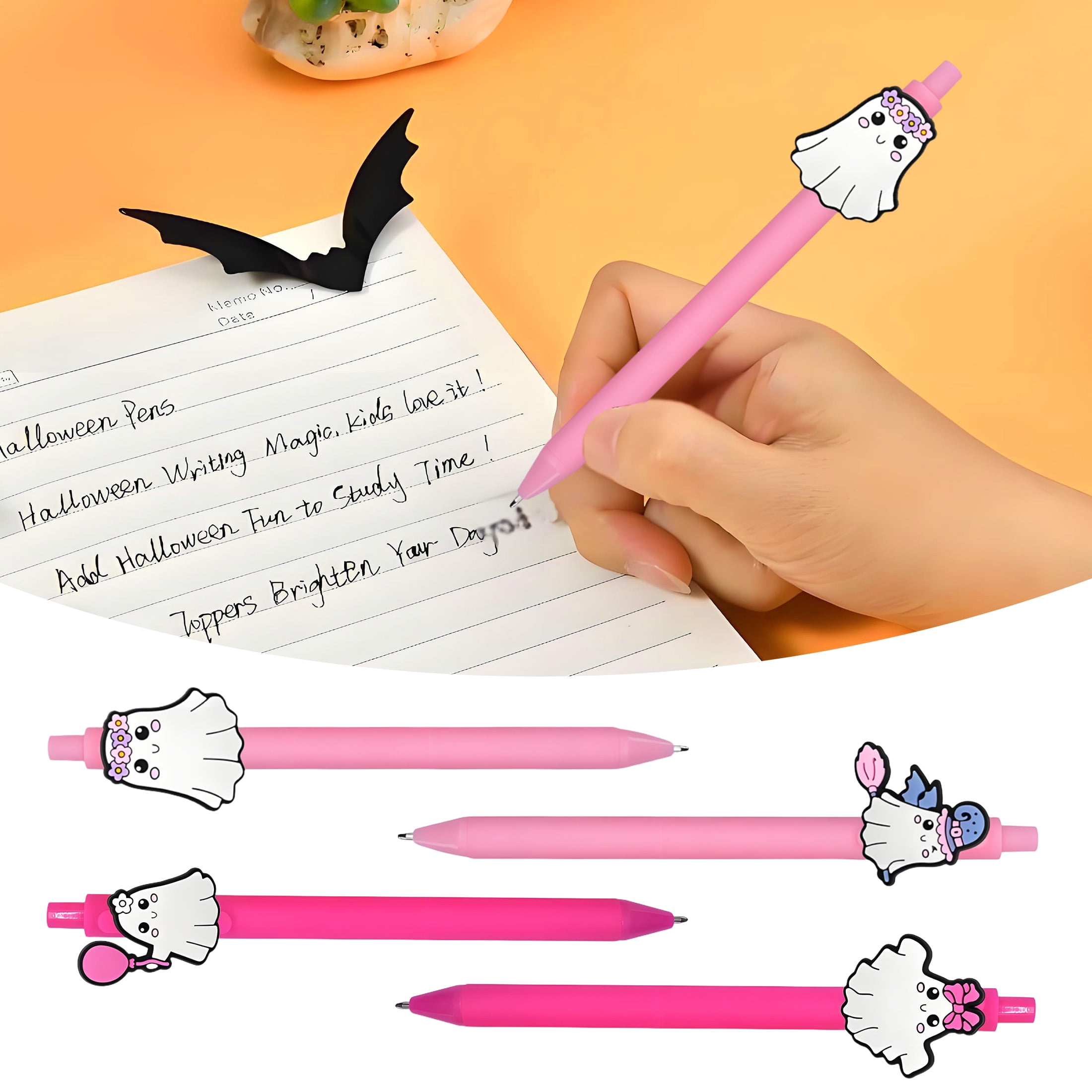 CCOCC 4Pcs Halloween Pens,Cute Ghost Ball Point Pen,0.5mm Black Ink Fun ...
