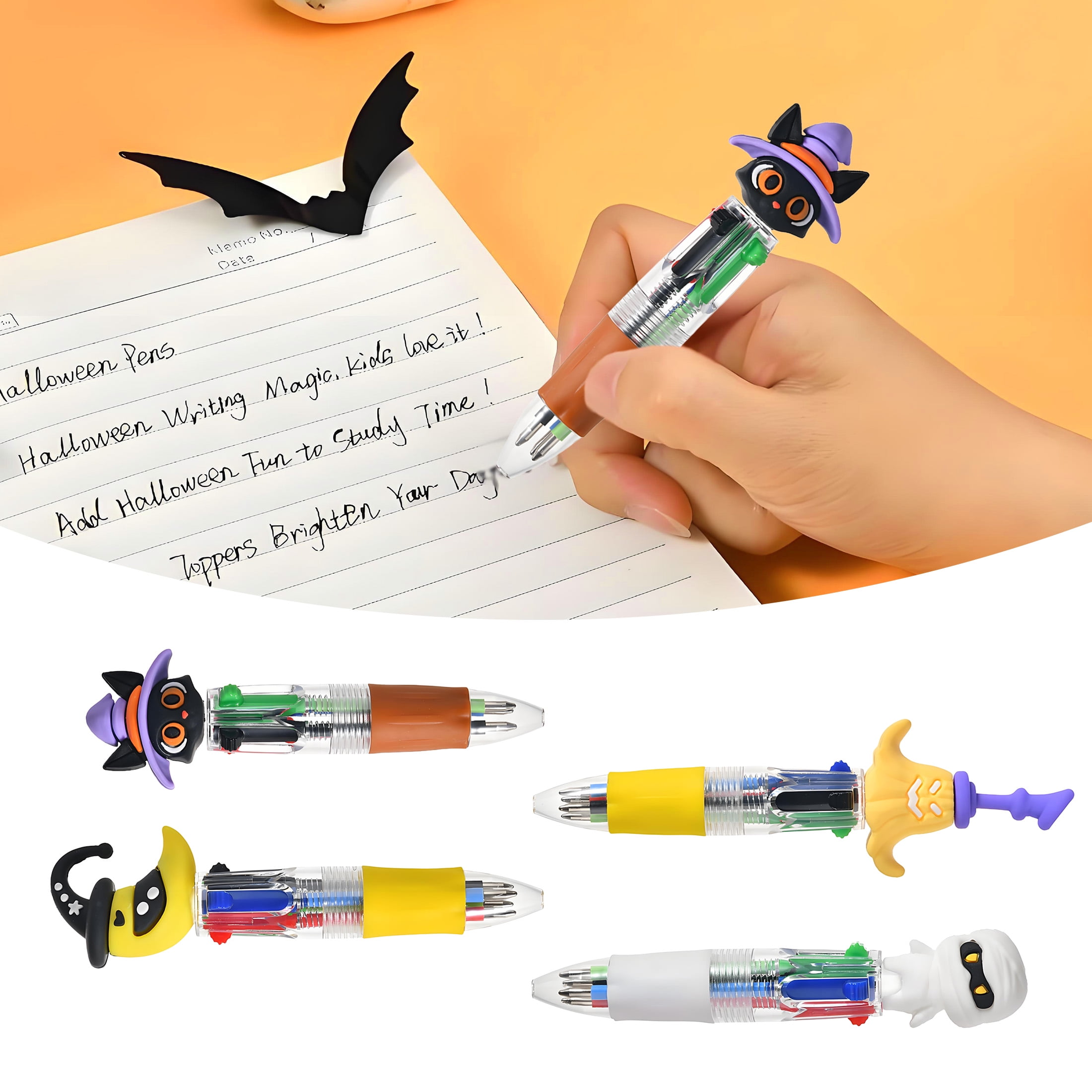 CCOCC 4Pcs Halloween Pens,Magic Cat,Magic Broom,Magic Moon,Mummy ...