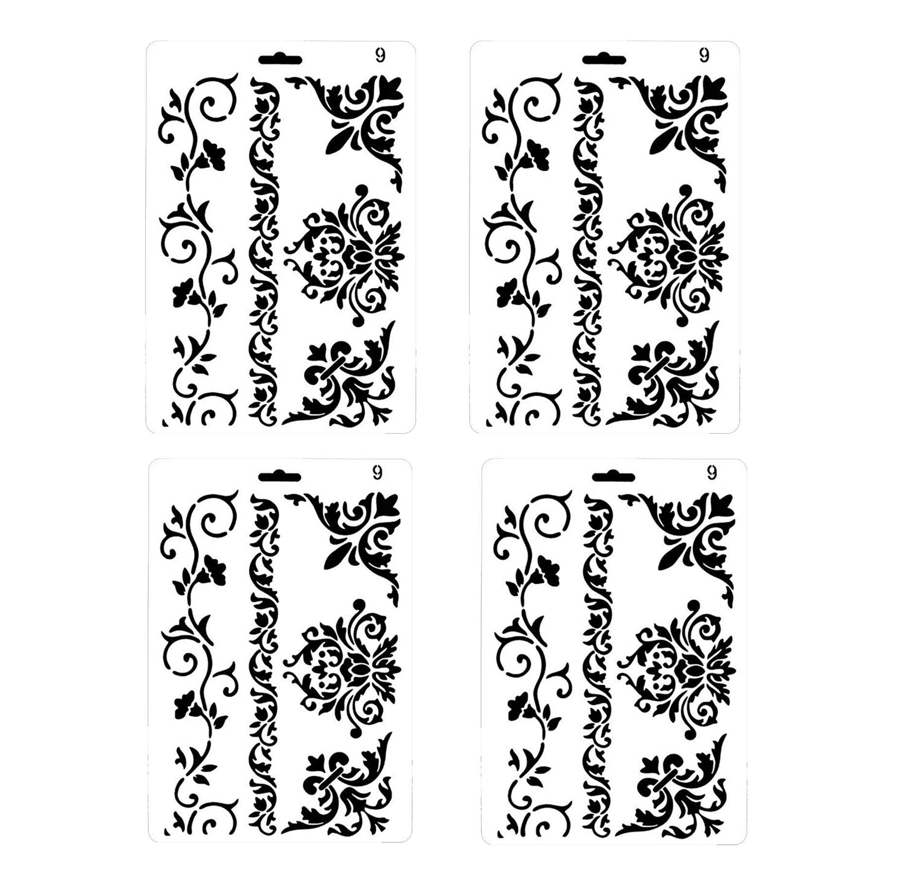 CCOCC 4Pcs Stencils,Unique Floral and Bird Design Stencil,Flexible ...