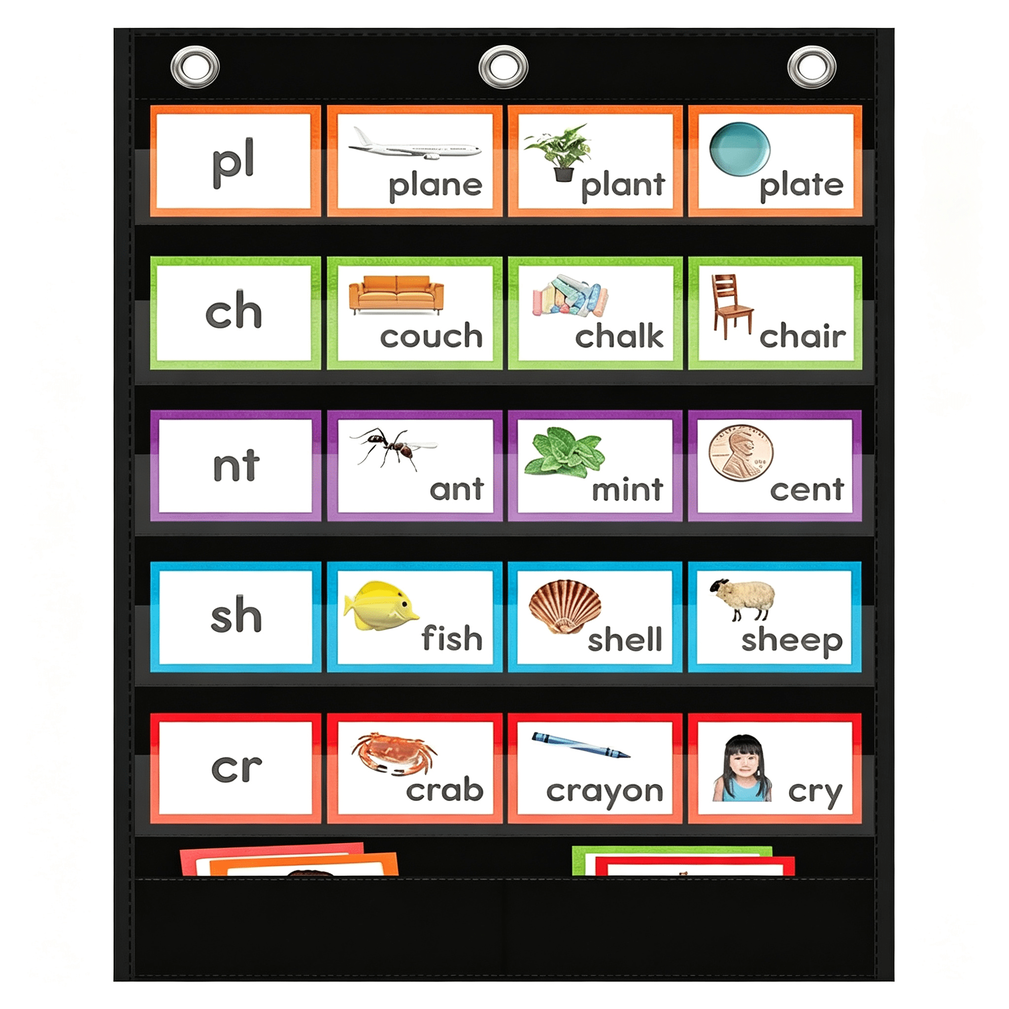 CCOCC 5+1 Pockets Standard Pocket Chart,Clear Words Wall Pocket Chart ...