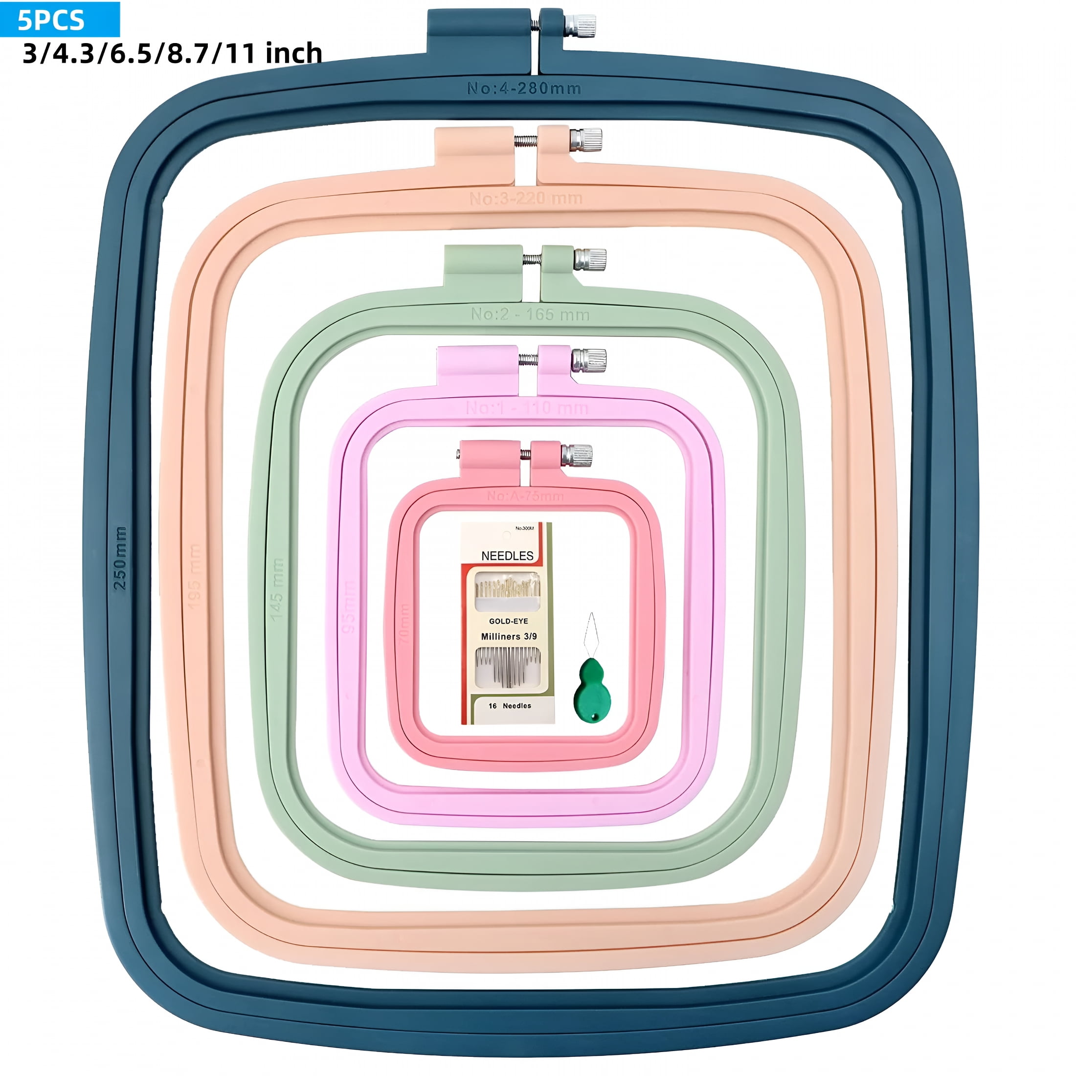 CCOCC 5 Pcs Embroidery Hoops Set,3/4.3/6.5/8.7/11 inch ABS Plastic ...