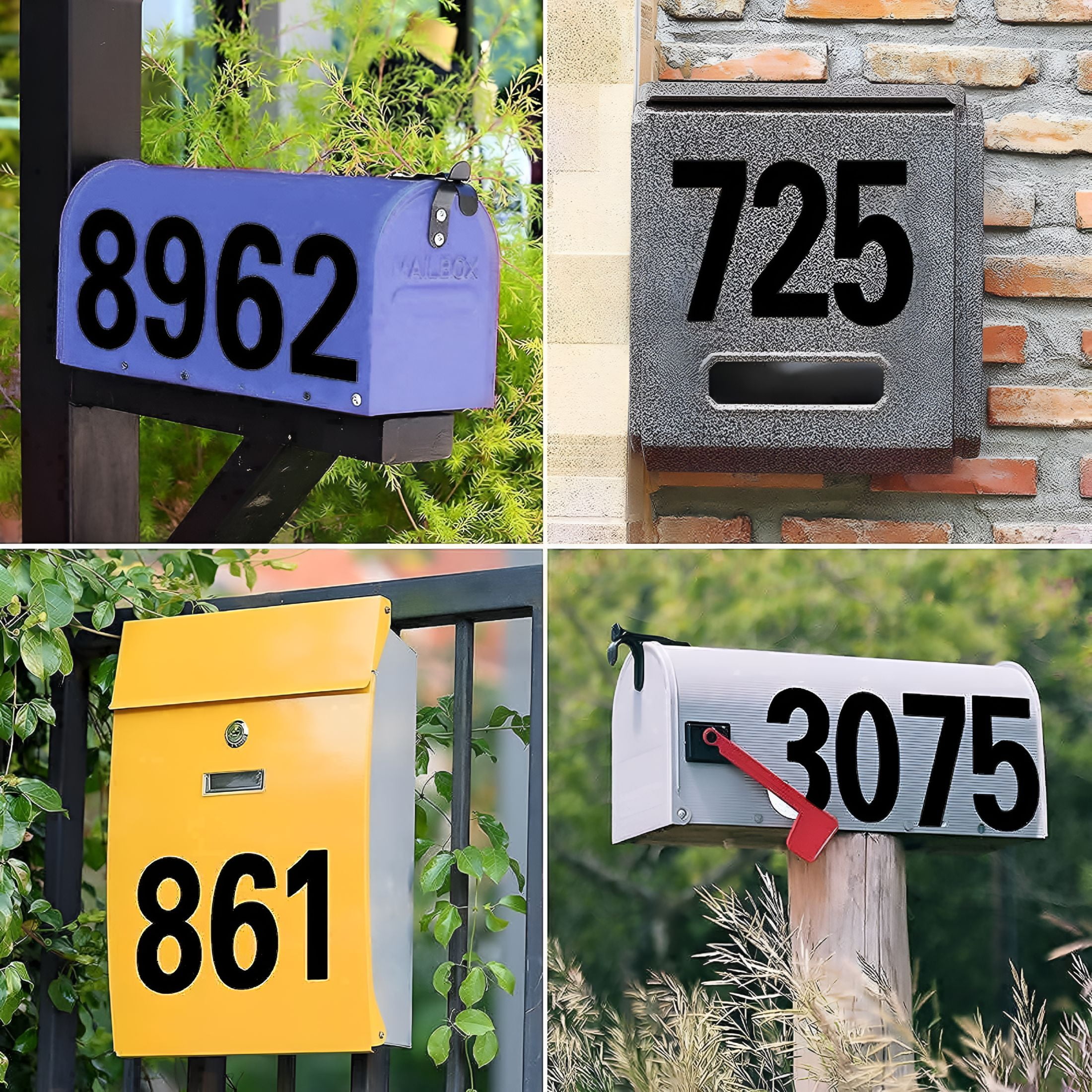 CCOCC 5 Sets 0-9 Reflective Mailbox Numbers Stickers - Black,4" | Self ...