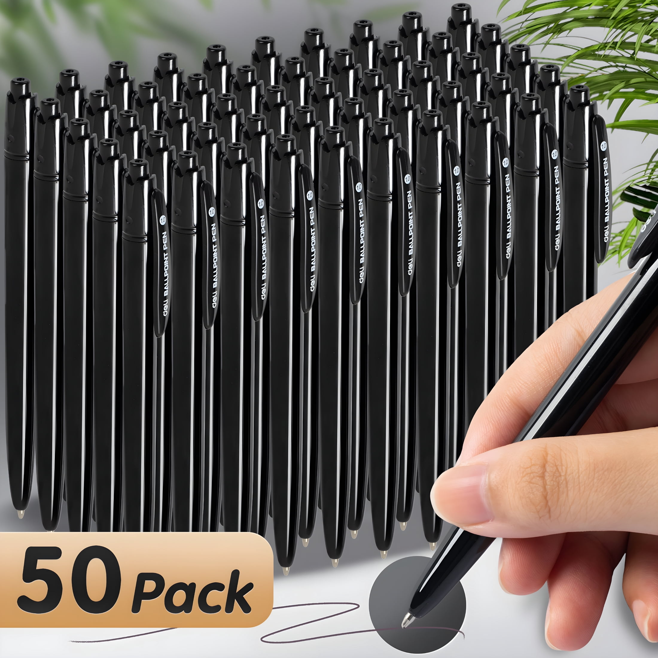 CCOCC 50 Pack Retractable Ballpoint Pens, 1.0MM Black Ink, Smooth ...
