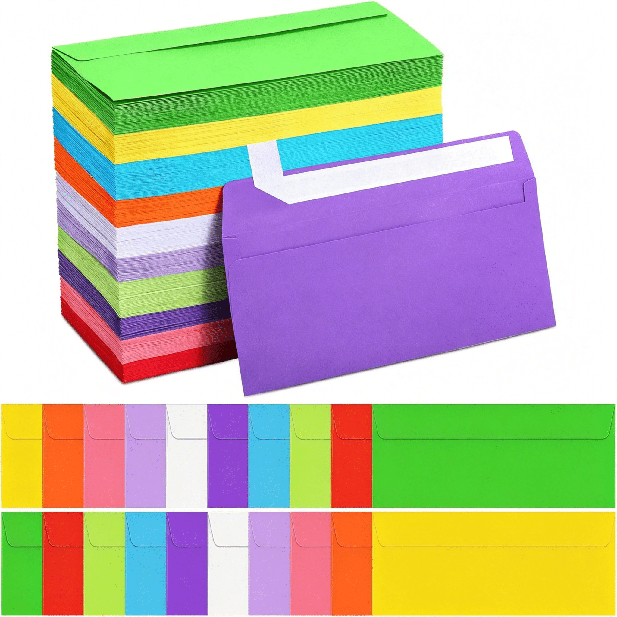 CCOCC 500 Pcs Colored Envelopes Business Envelopes Adhesive Security ...