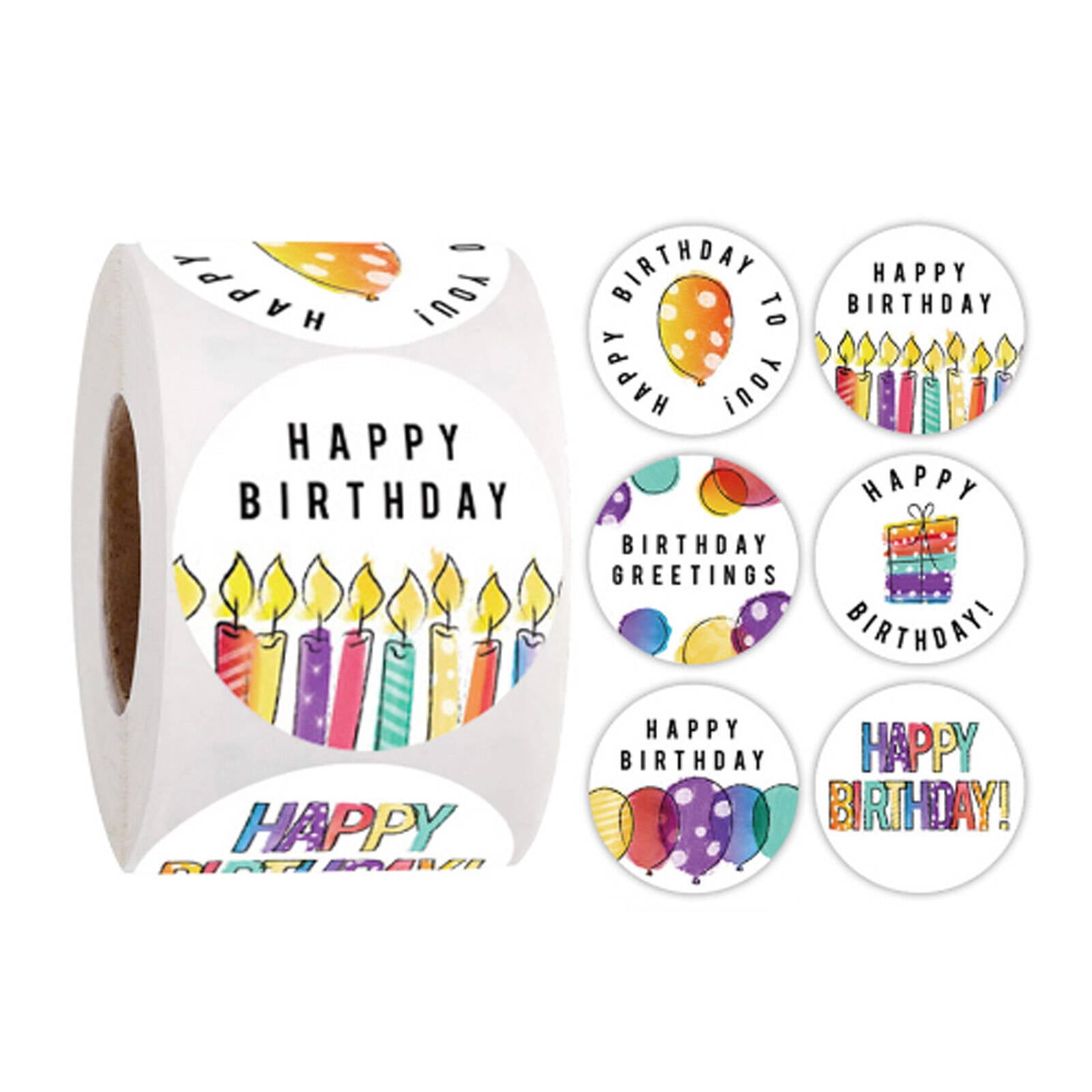 CCOCC 500 Pcs Stickers Happy Birthday Sticker 1 Inch Round Birthday ...