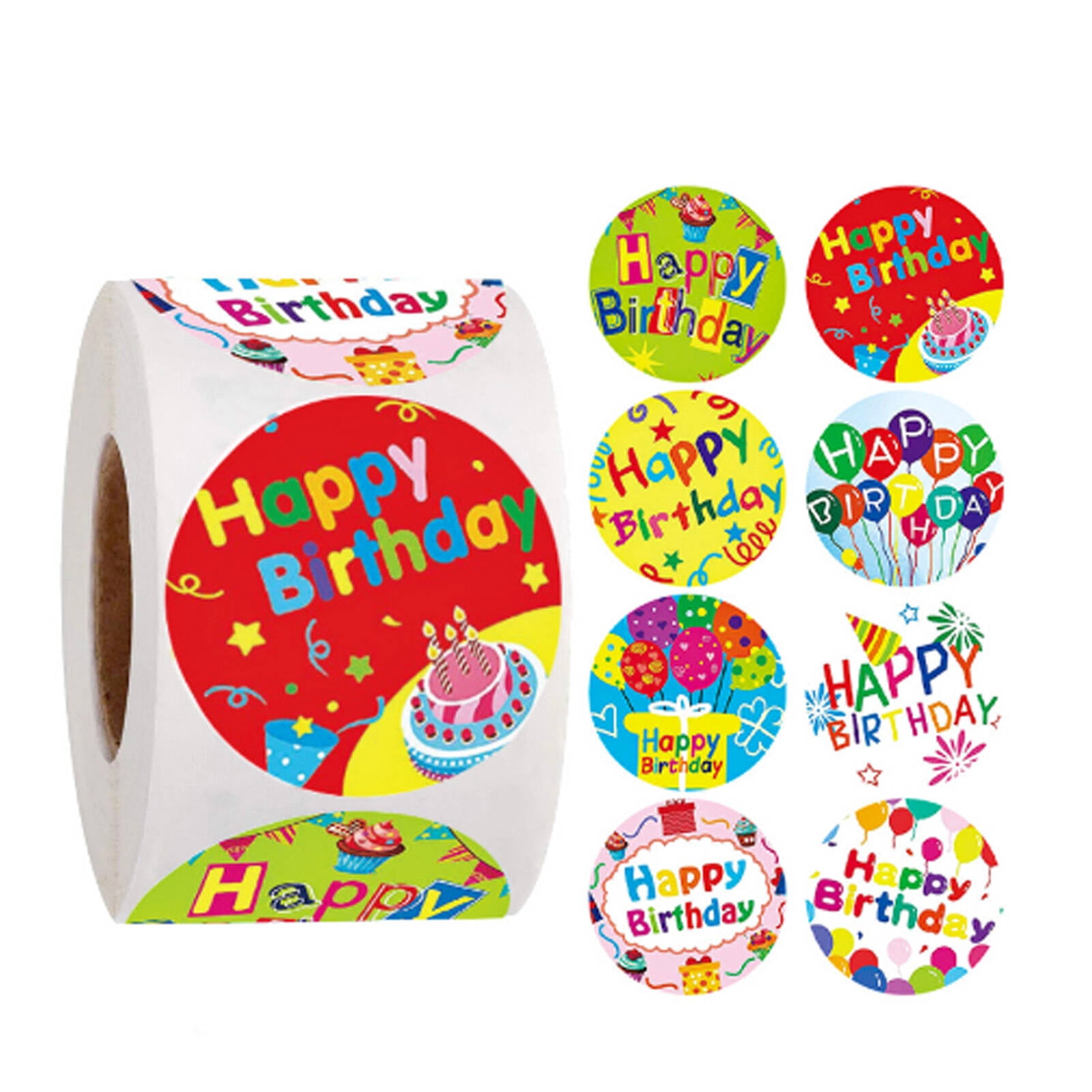 CCOCC 500 Pcs Stickers Happy Birthday Sticker 1 Inch Round Birthday ...