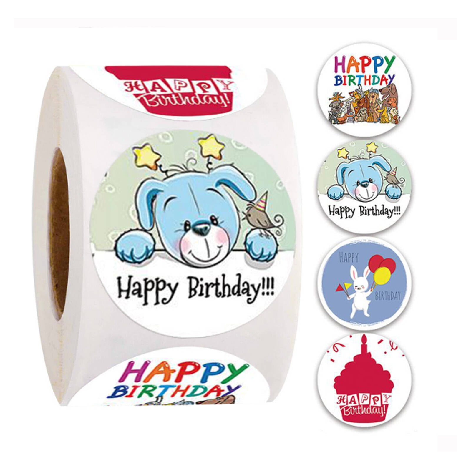 CCOCC 500 Pcs Stickers Happy Birthday Sticker 1 Inch Round Birthday ...