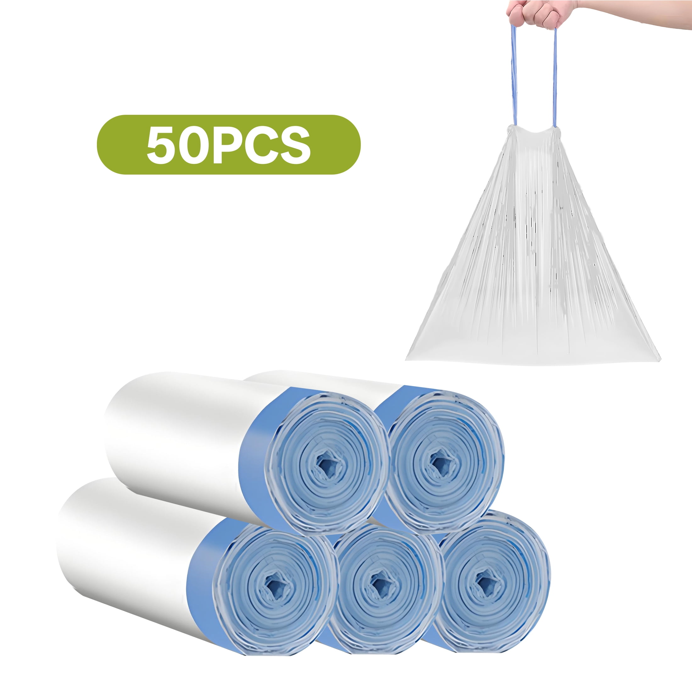 CCOCC 50Pcs Small Garbage Bags,2.6Gallonsmooth Open Design Small ...
