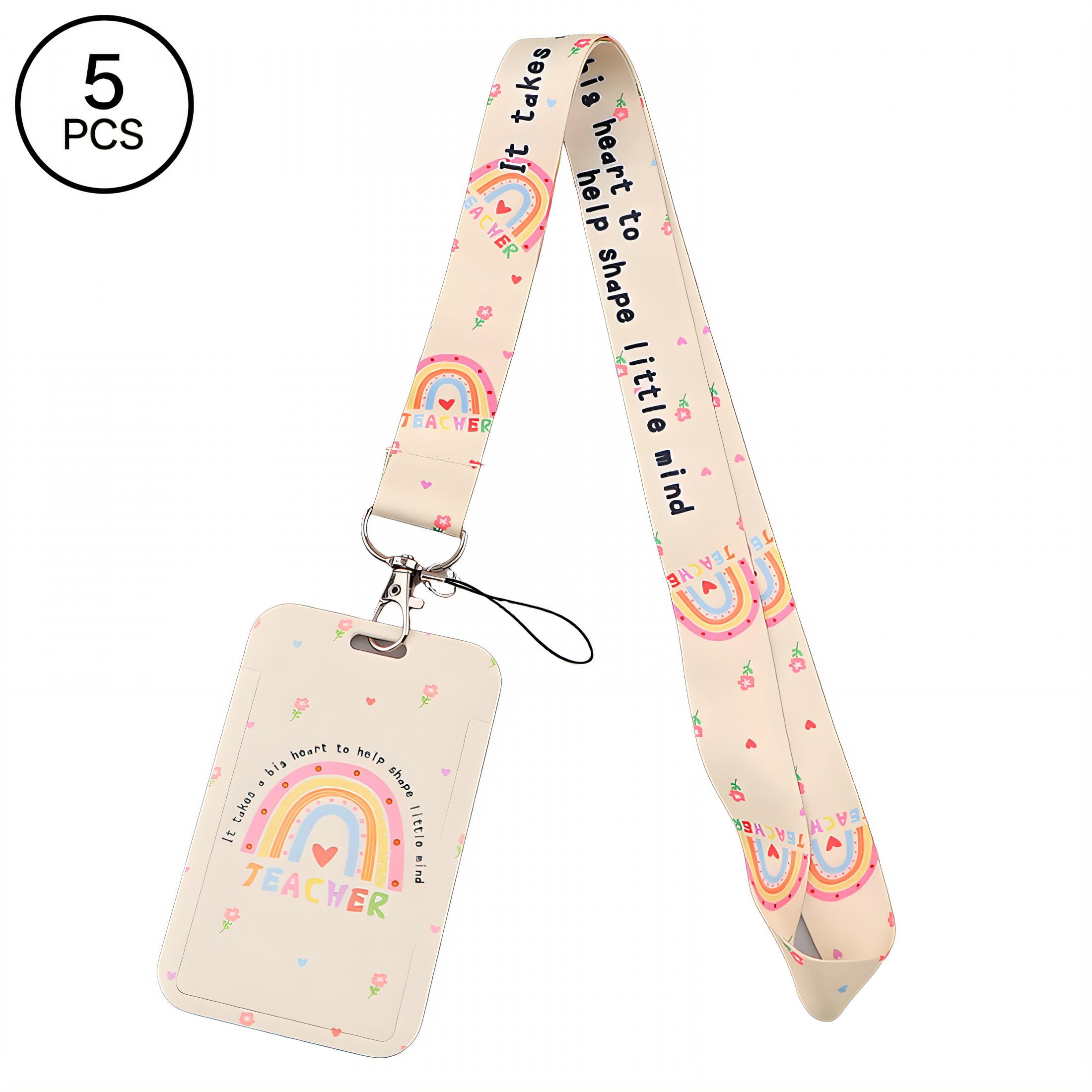 CCOCC 5Pcs Lanyards for Id Badges,Dense Strap Texture Lanyard with Id ...