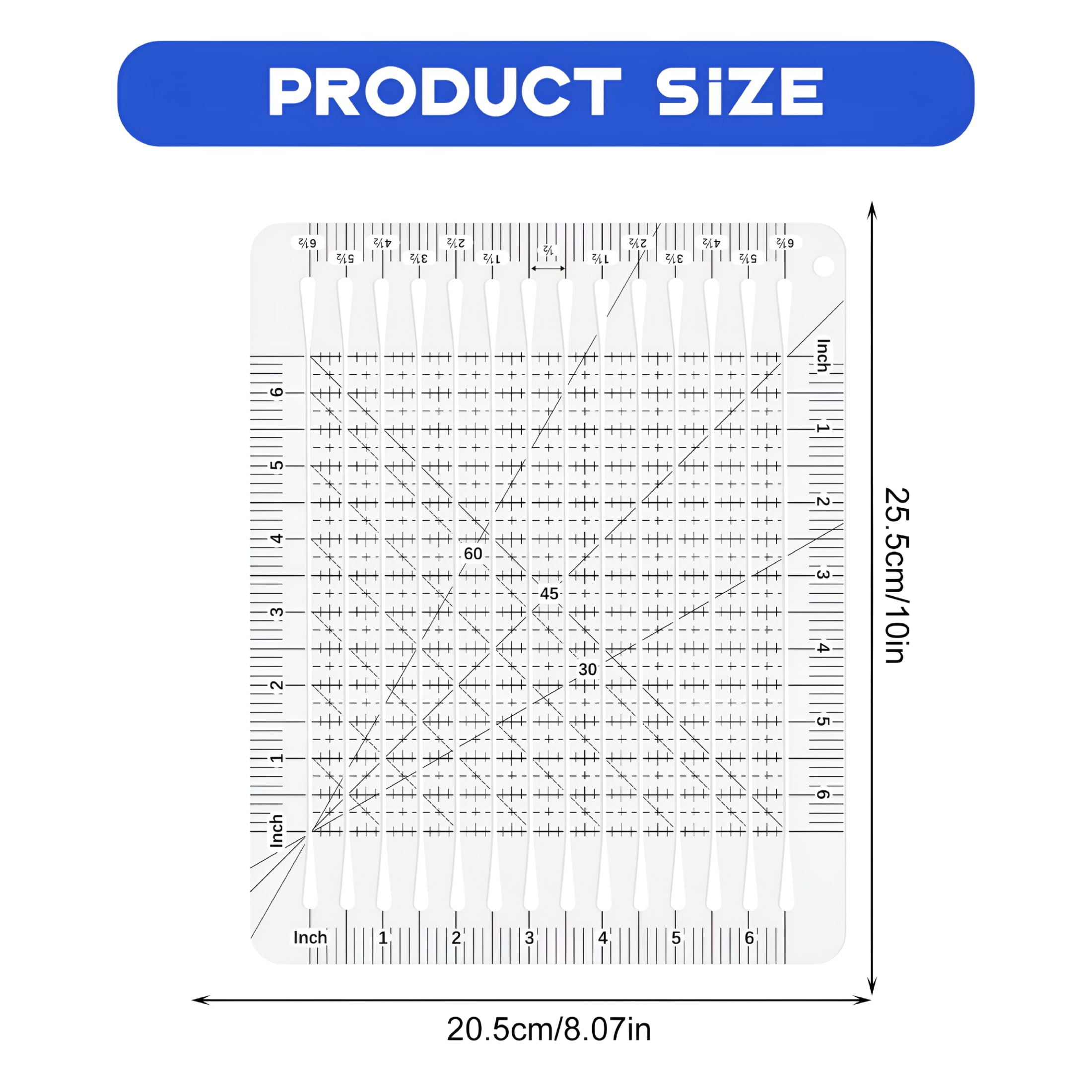 CCOCC 6/12inch Scale Slotted Quilting Ruler Acrylic Fabric Strip ...