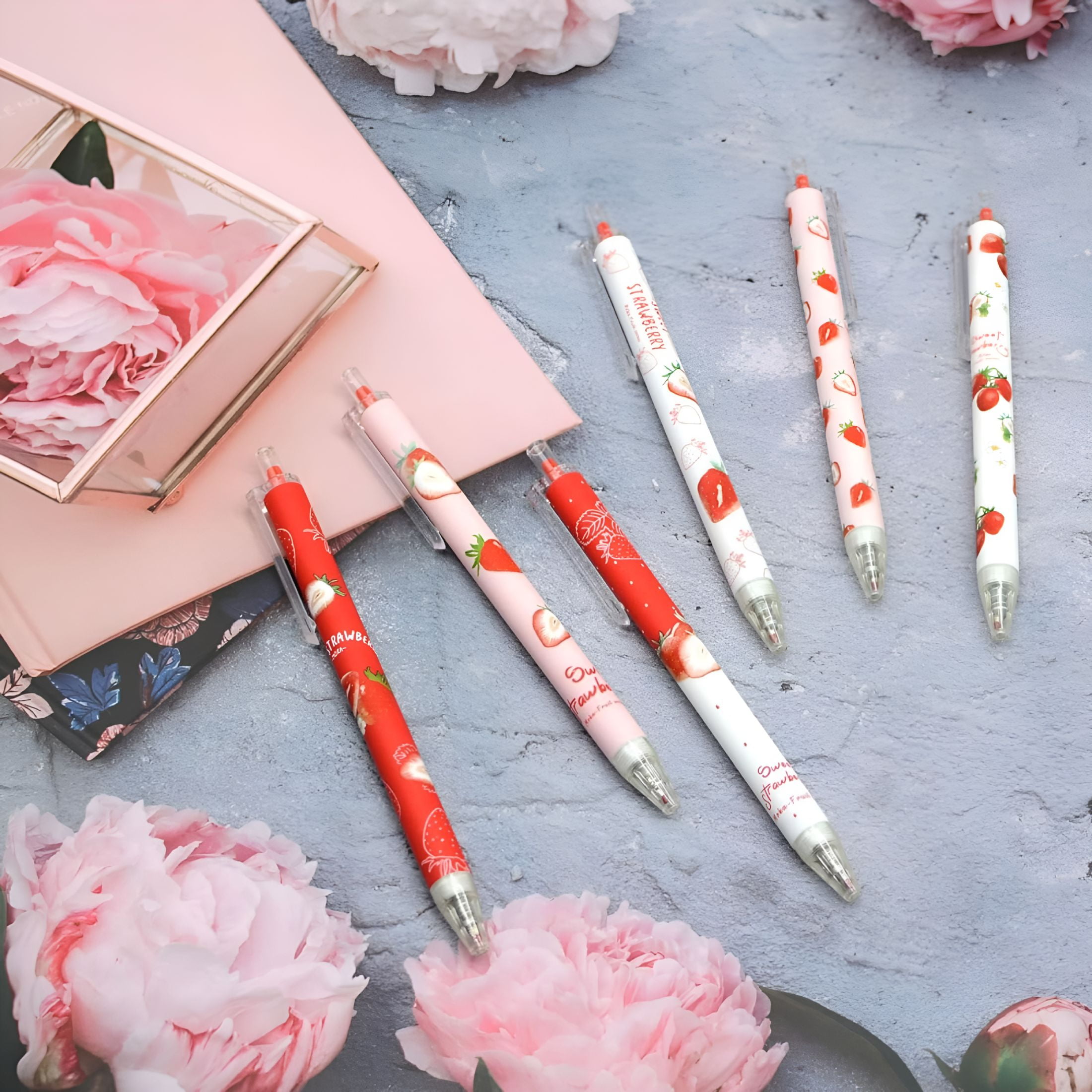 CCOCC 6-Pack Strawberry Gel Pens - 0.5Mm Cute Retractable Pens ...